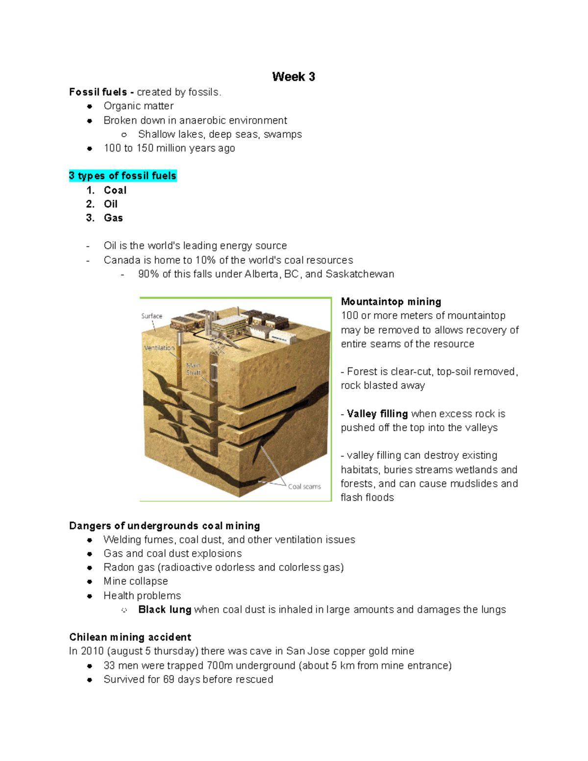 GEO 210 notes - Week 3 Fossil fuels - created by fossils. Organic ...