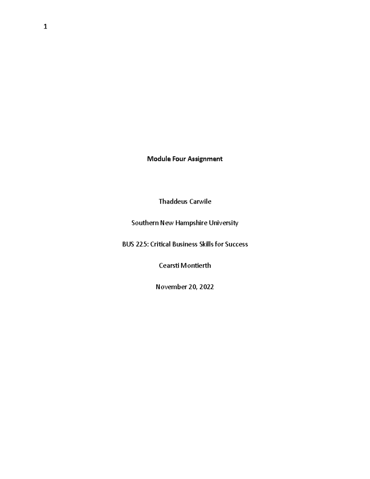 Bus225 Module Four Assignment Module Four Assignment Thaddeus Carwile