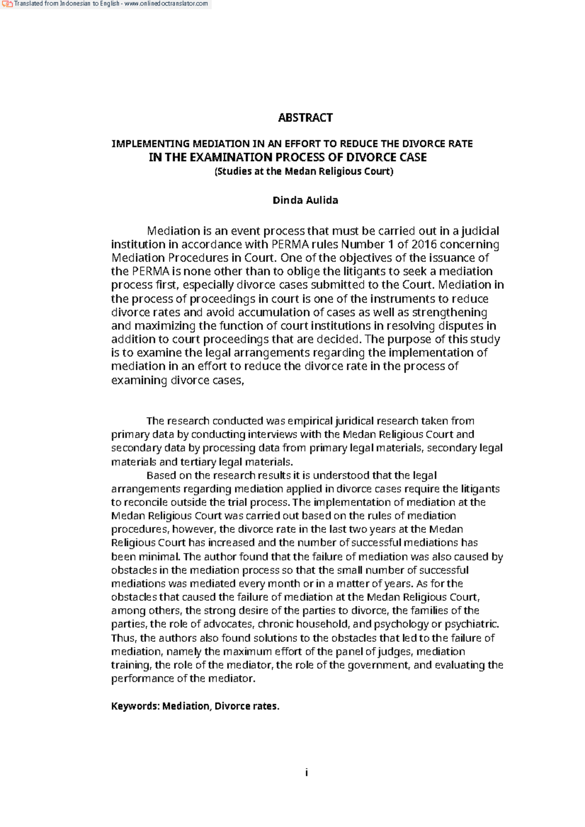 Implementing Mediation -1 - ABSTRACT IMPLEMENTING MEDIATION IN AN ...