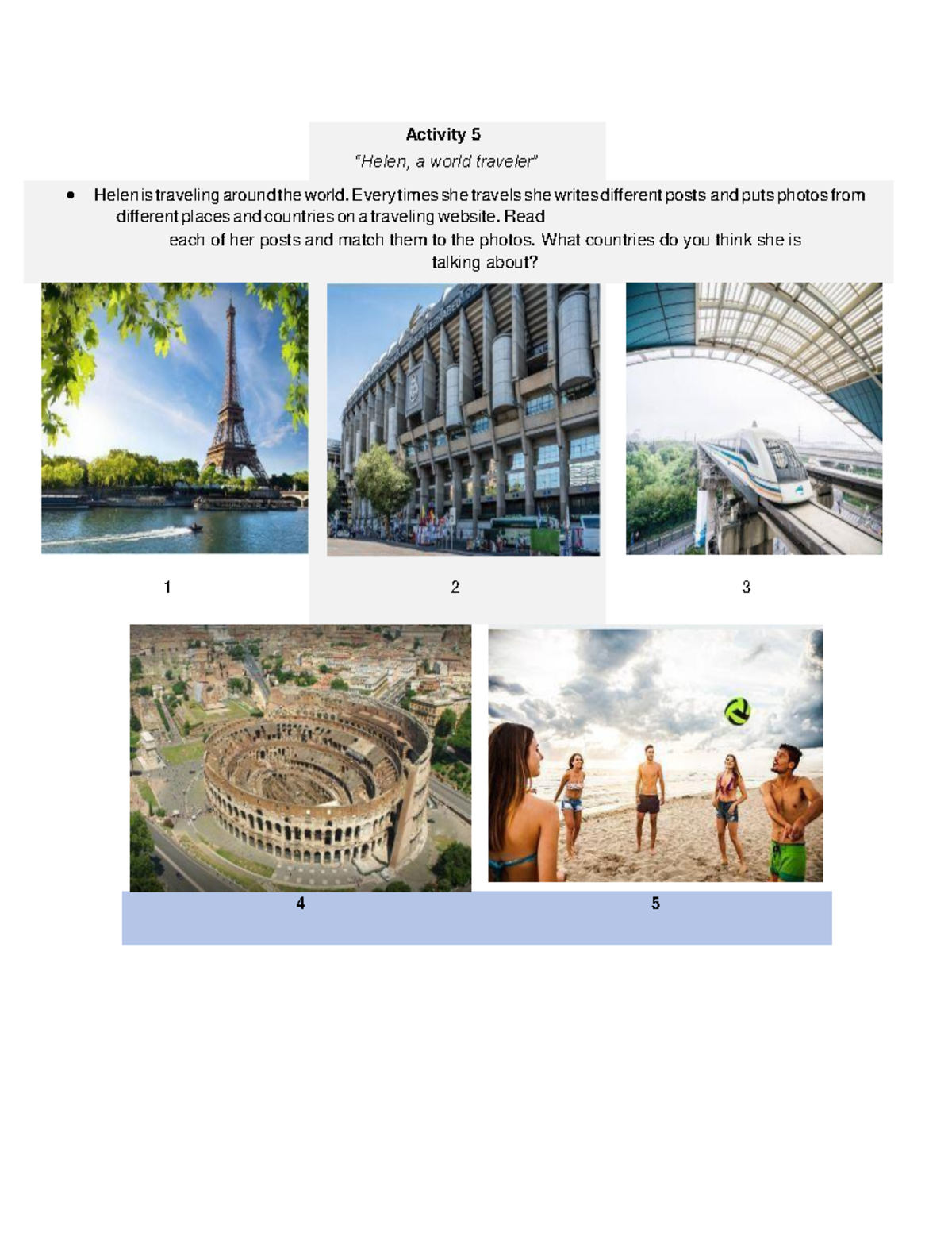 Activity 5 format - actividad - 4 5 Activity 5 “Helen, a world traveler ...