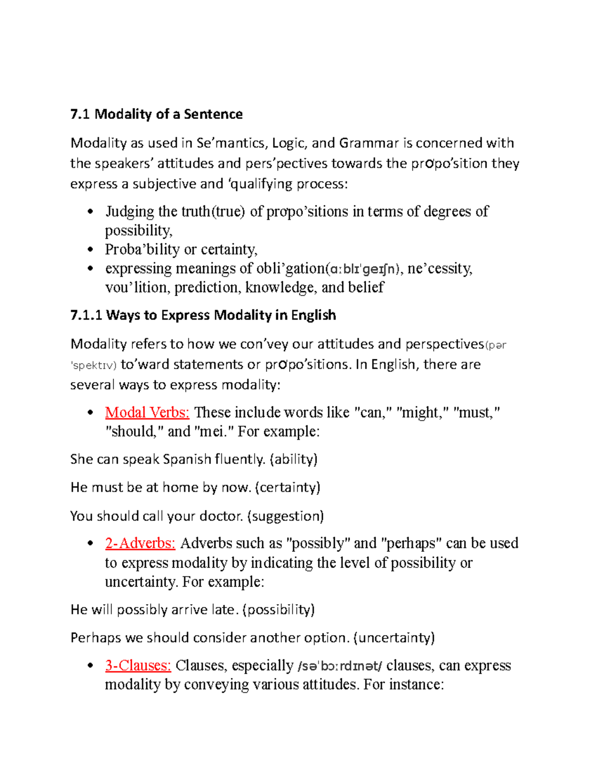 Stylistic 2023 - 7 Modality of a Sentence Modality as used in Se ...