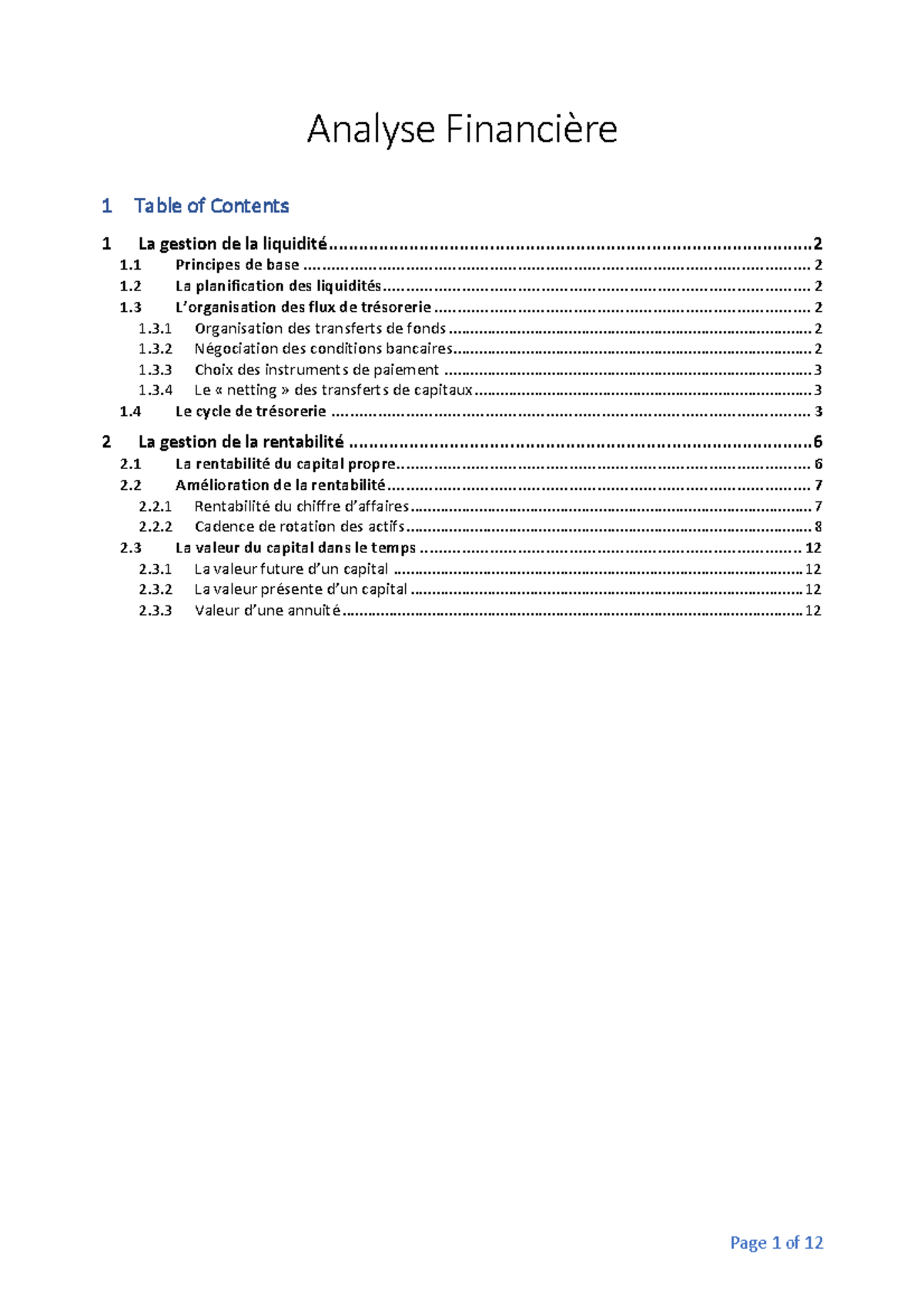Analyse Financière Partie 2 - Warning: TT: undefined function: 32 Warning: TT: undefined ...