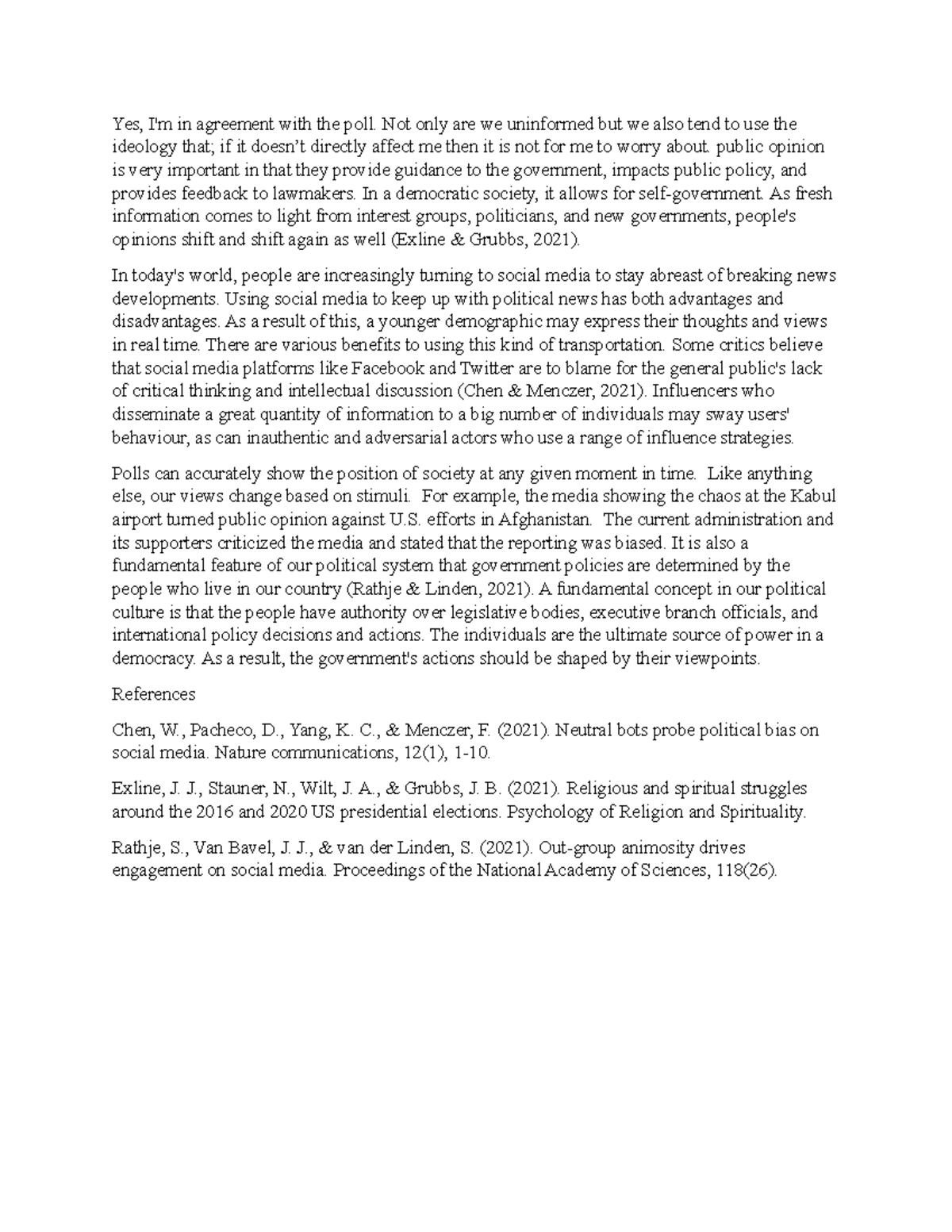 Module 2 Week 2 disscusion - Yes, I'm in agreement with the poll. Not ...