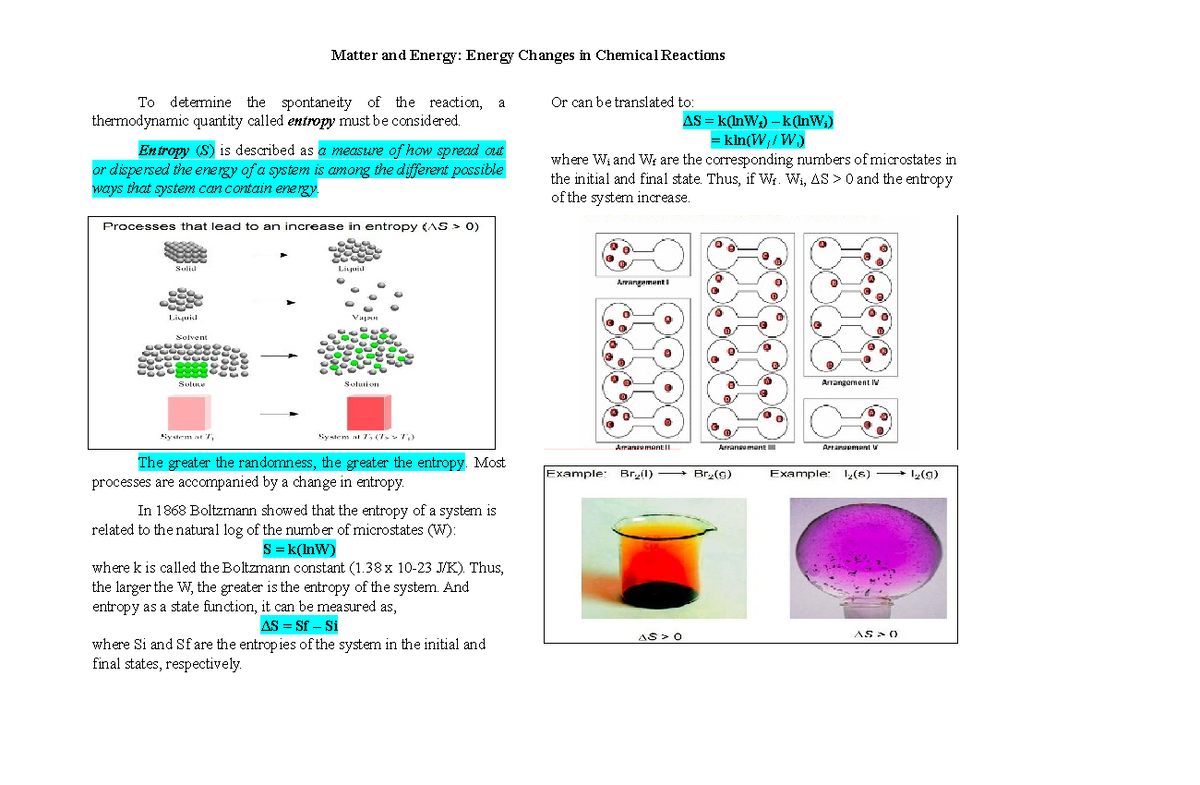 Entropy - Lecture notes 3 - Chemistry - Studocu