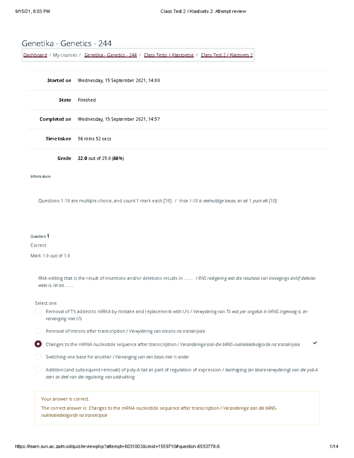 Past paper of the A1.1 of 2022 - Genetika - Genetics - 244 Dashboard ...