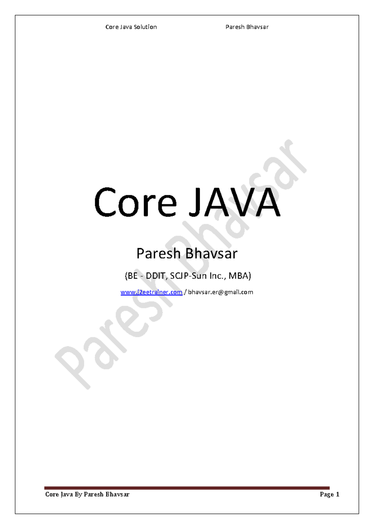 Core Java Book by Paresh Bhavsar version 3 - Core JAVA Paresh Bhavsar ...