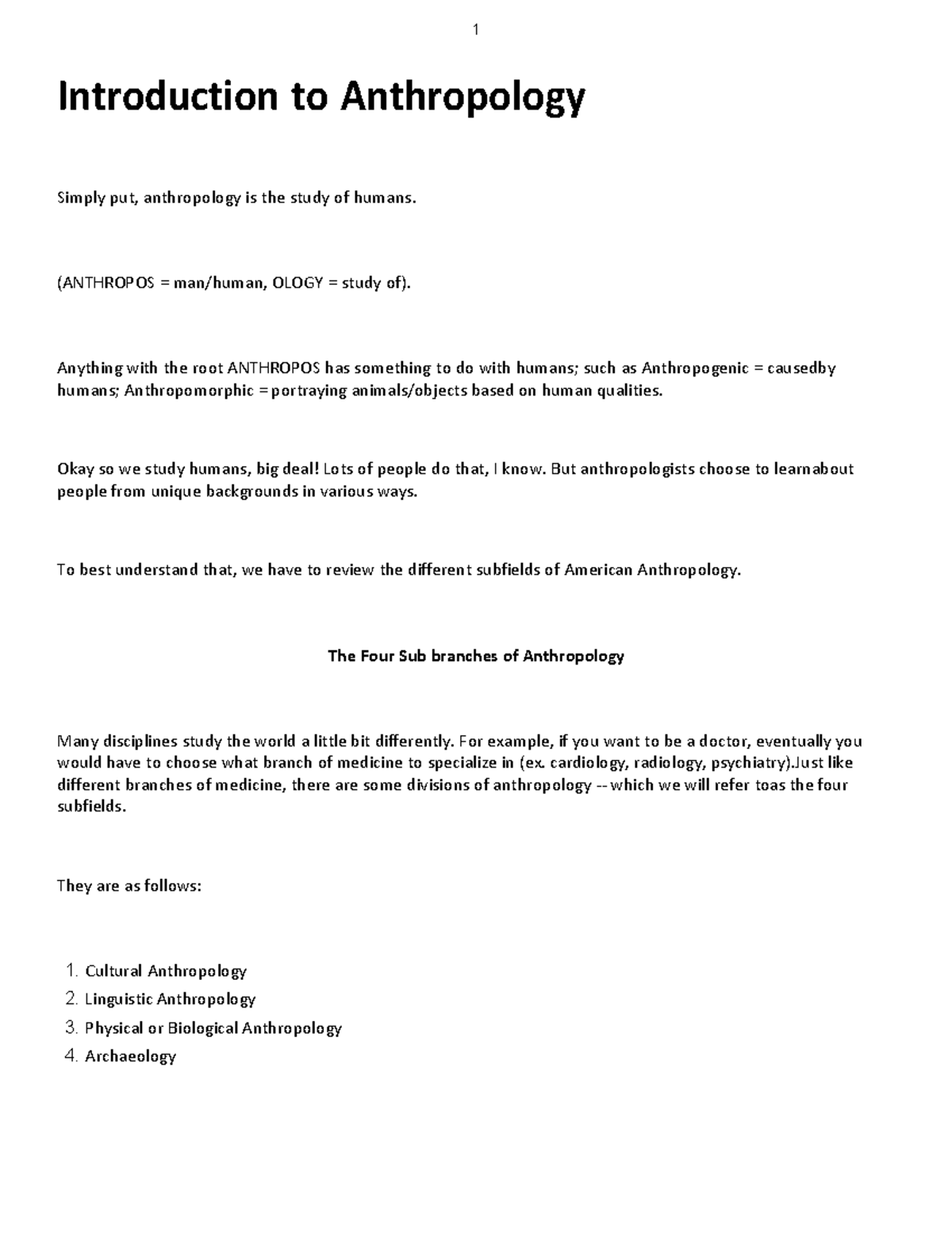 Introduction to Anthropology and Cultural Anthropology - Introduction ...
