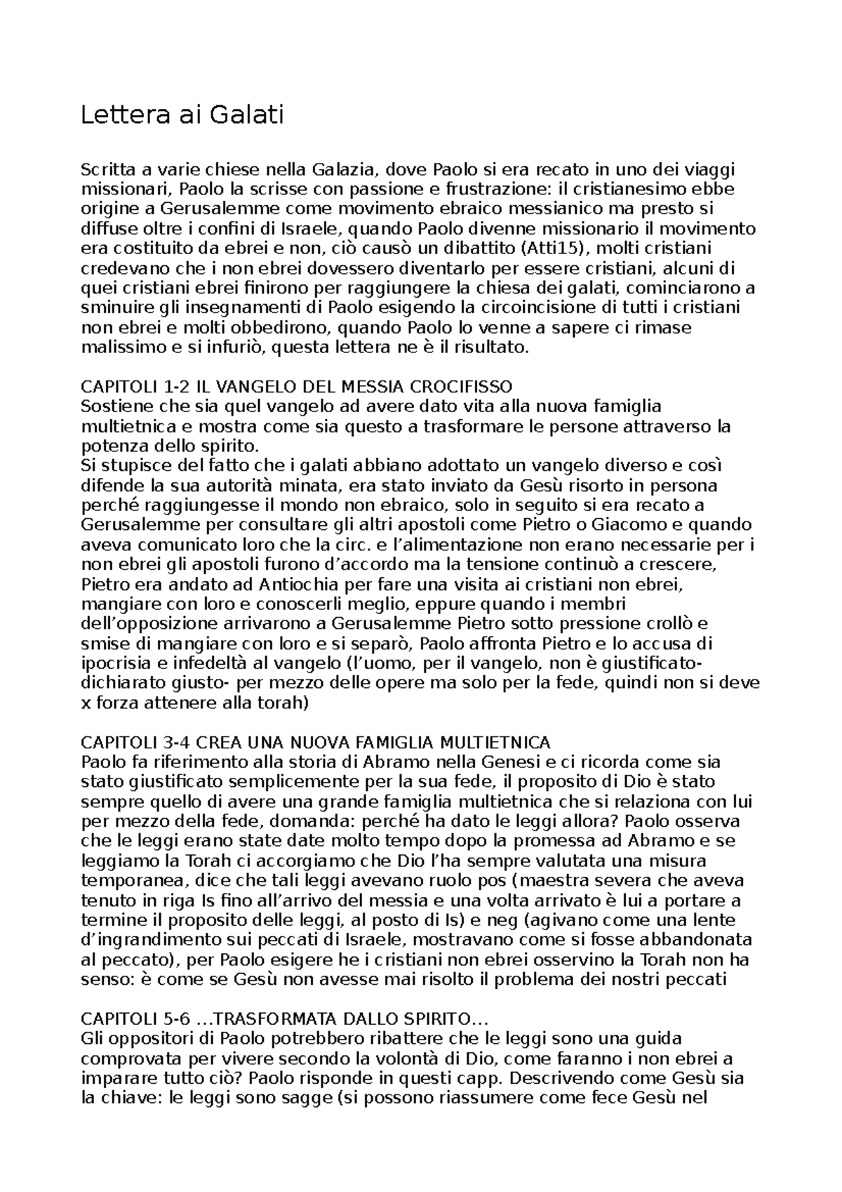 Lettera ai Galati - Lettera ai Galati Scritta a varie chiese nella ...