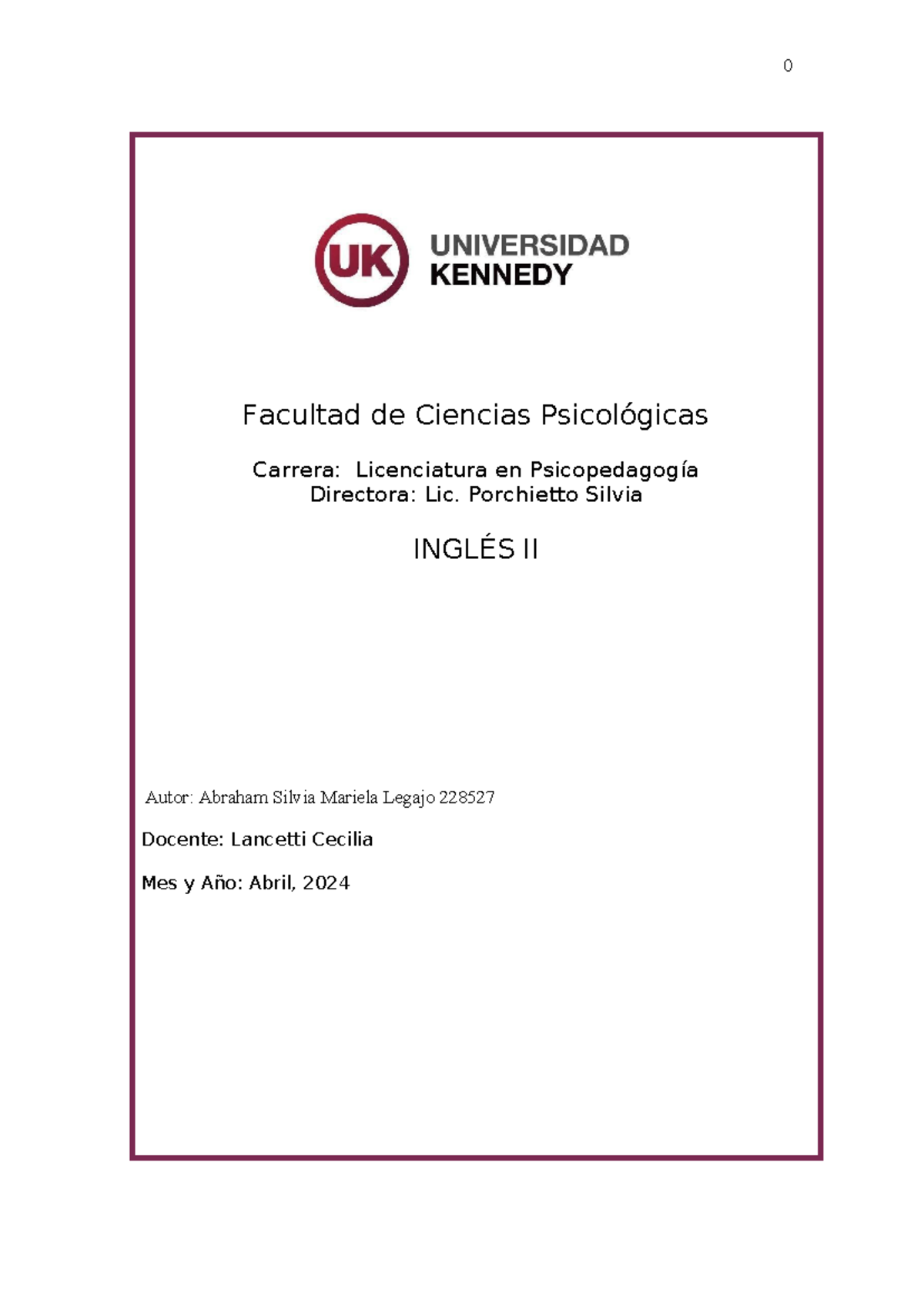 Inlgés Act 3 - INGLES TECNICO - 0 Facultad de Ciencias Psicológicas Carrera: Licenciatura en ...