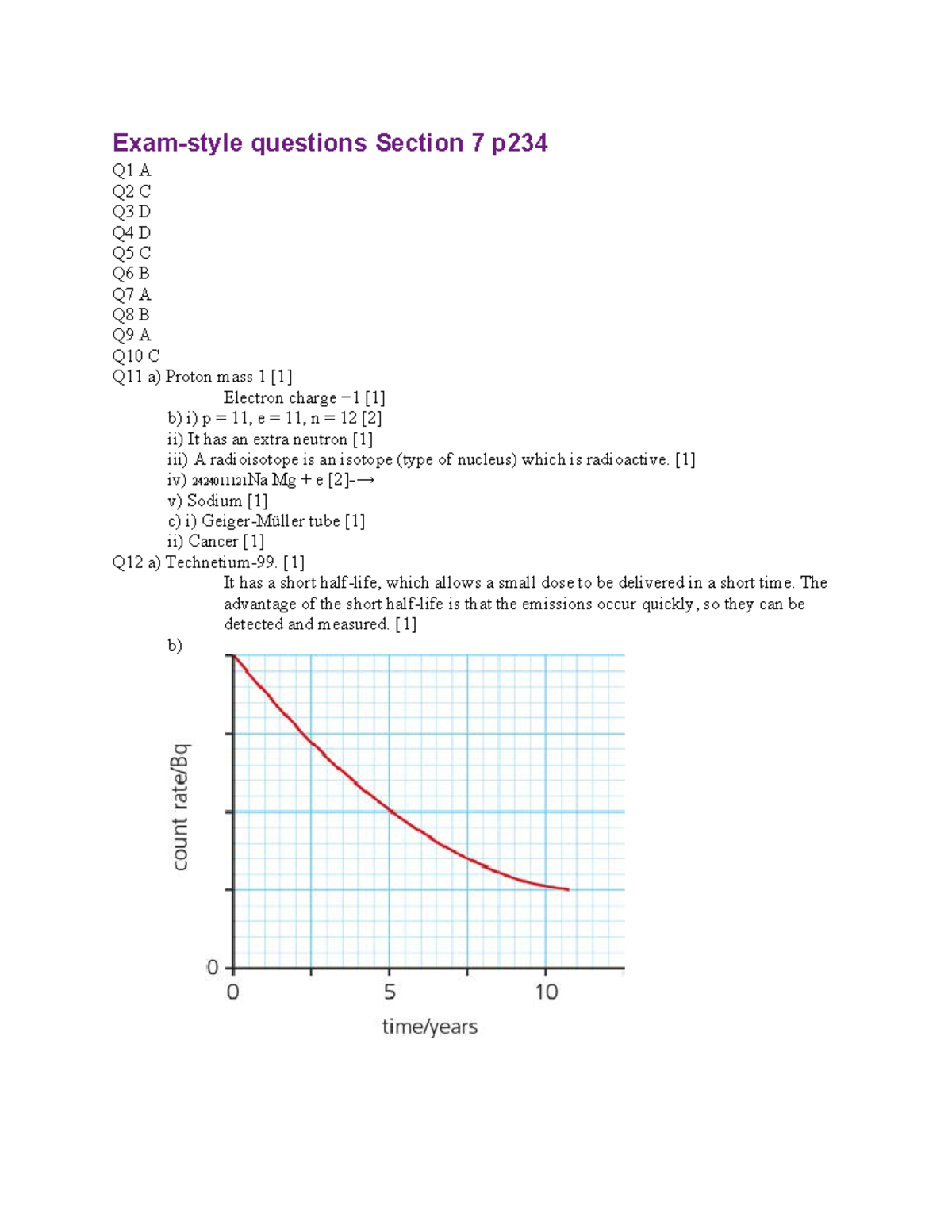 Exam Style Q- Chapter 7 Radioactivity - Exam-style questions Section 7 ...