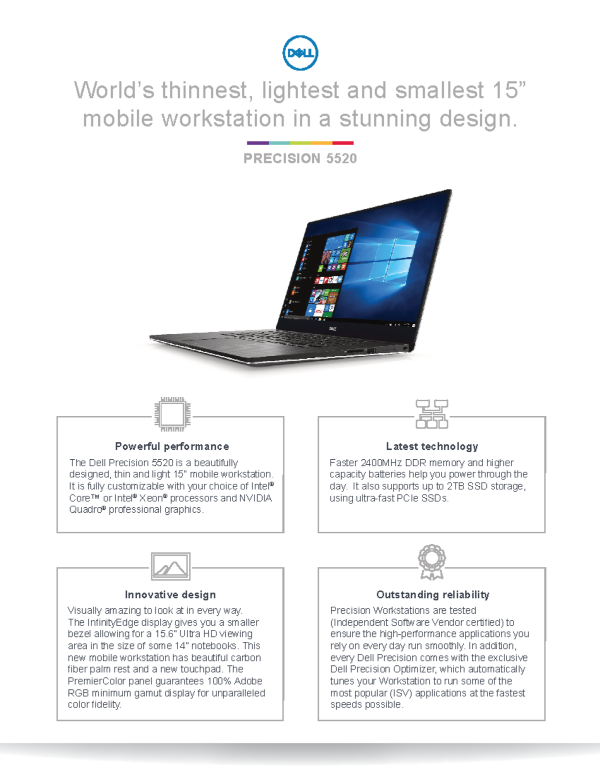 Dell Precision 5520 Spec Sheet - World’s thinnest, lightest and ...