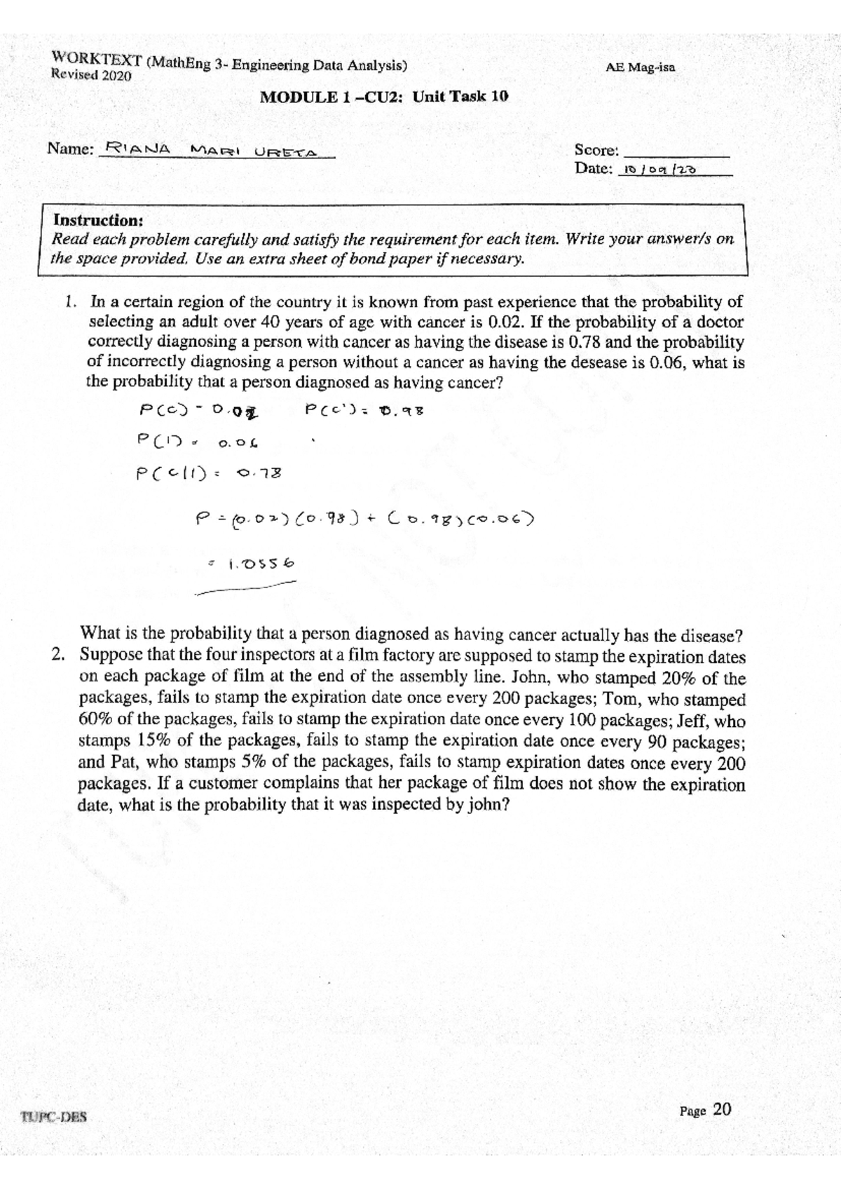 UNIT TASK 10 - Bachelor of Science in Mechanical Engneering - Studocu