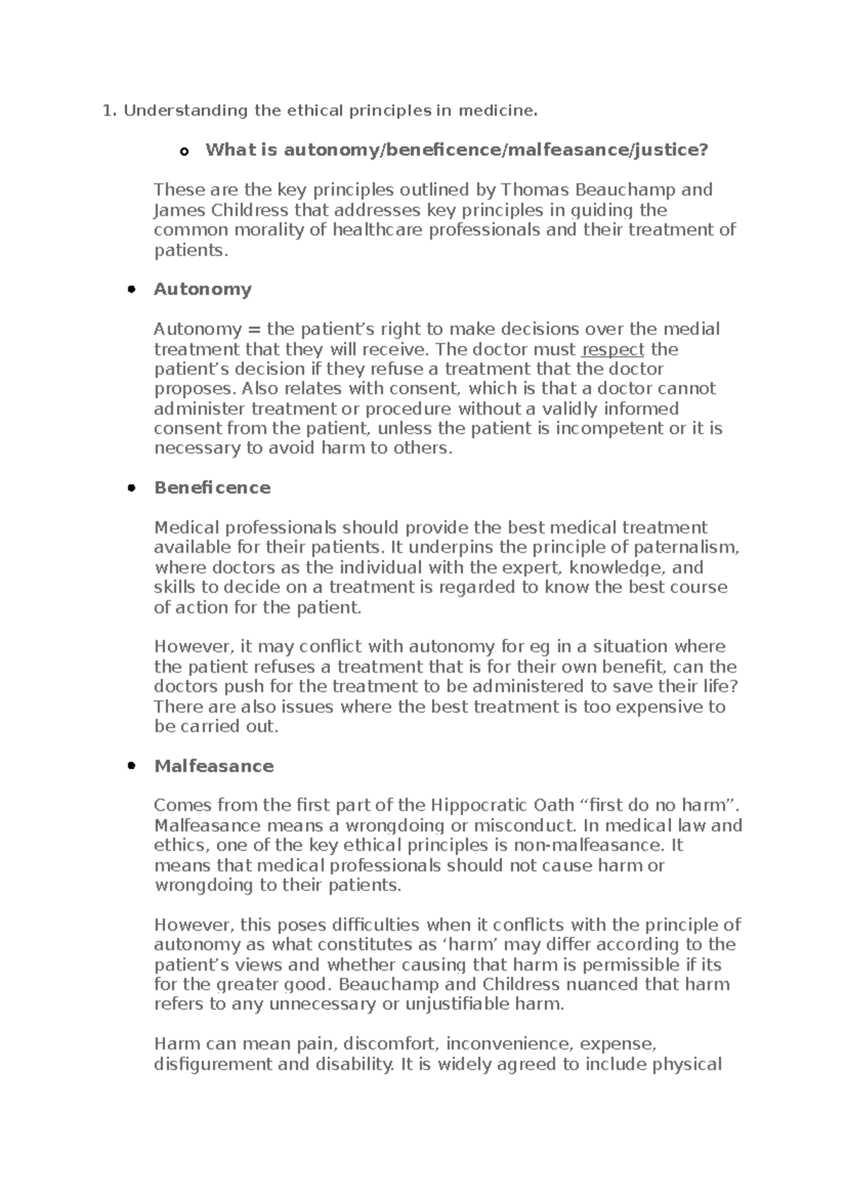 Medical tutorial 1 - Understanding the ethical principles in medicine ...