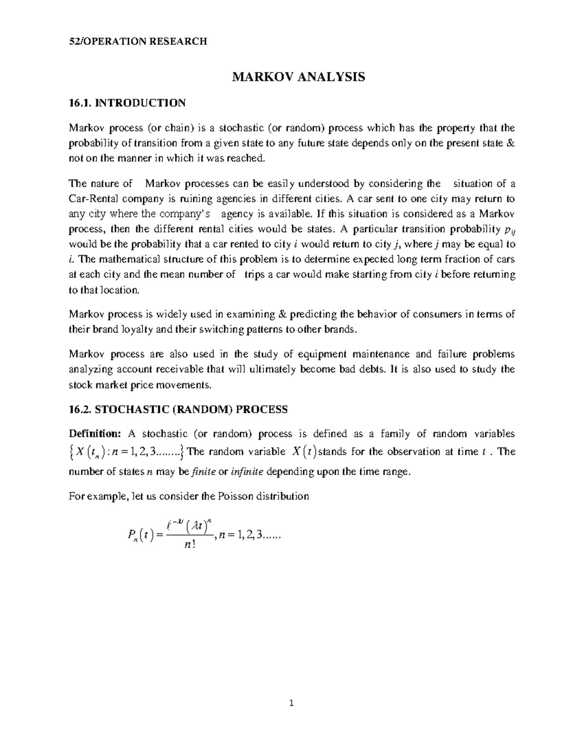 6. Markov Analysis (B) - mathematics - 52/OPERATION RESEARCH MARKOV ...