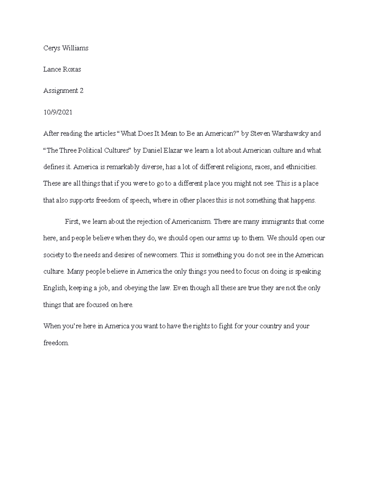 History what it means to be - Cerys Williams Lance Roxas Assignment 2 ...