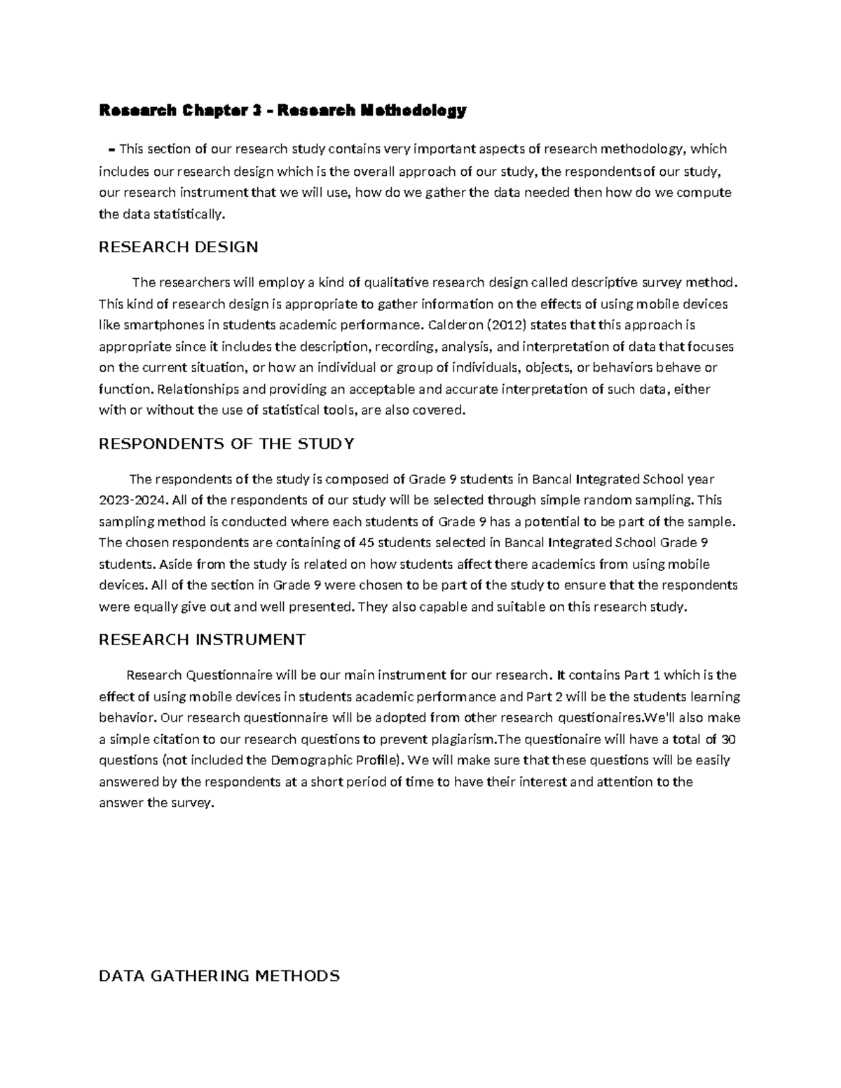 Research Chapter 3 Edited - Research Chapter 3 - Research Methodology ...