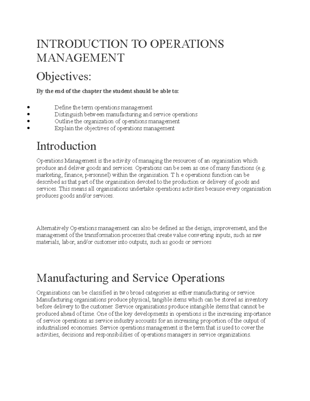 Operations Management Diploma in supply chain management - INTRODUCTION ...