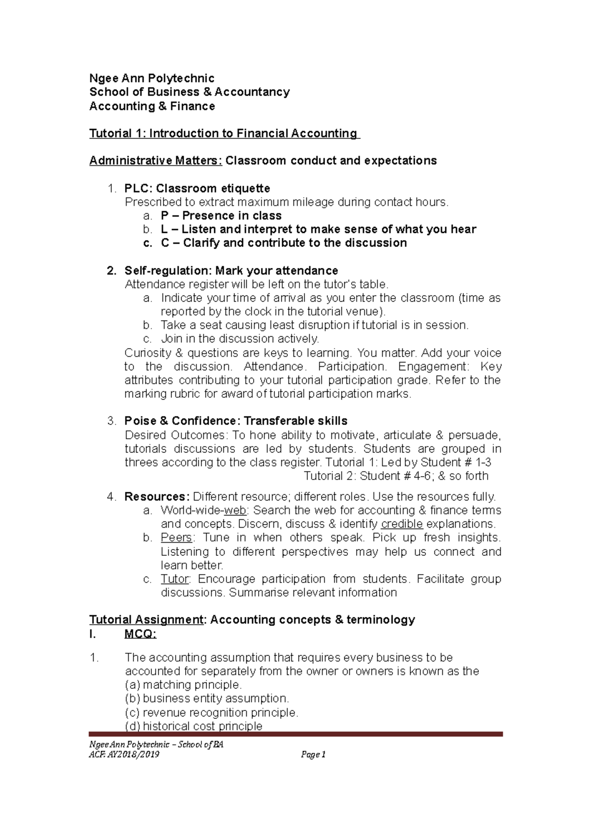 Tutorial 1 - Intro - Student - Ngee Ann Polytechnic School of Business ...