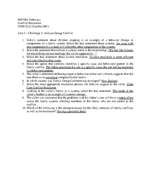 Unit 6 - Challenge 2 - Conflict Resolution - Sophia - SOPHIA Pathways ...