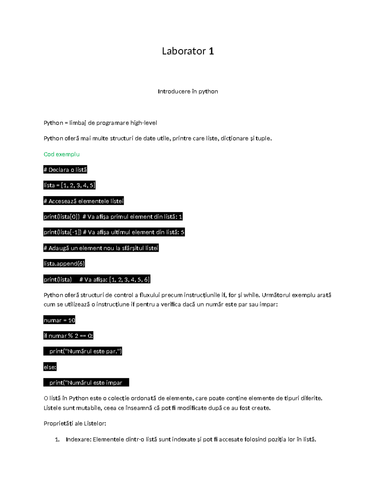 RNSF-Lab1 - rnsf - Laborator 1 Introducere în python Python = limbaj de programare high-level ...