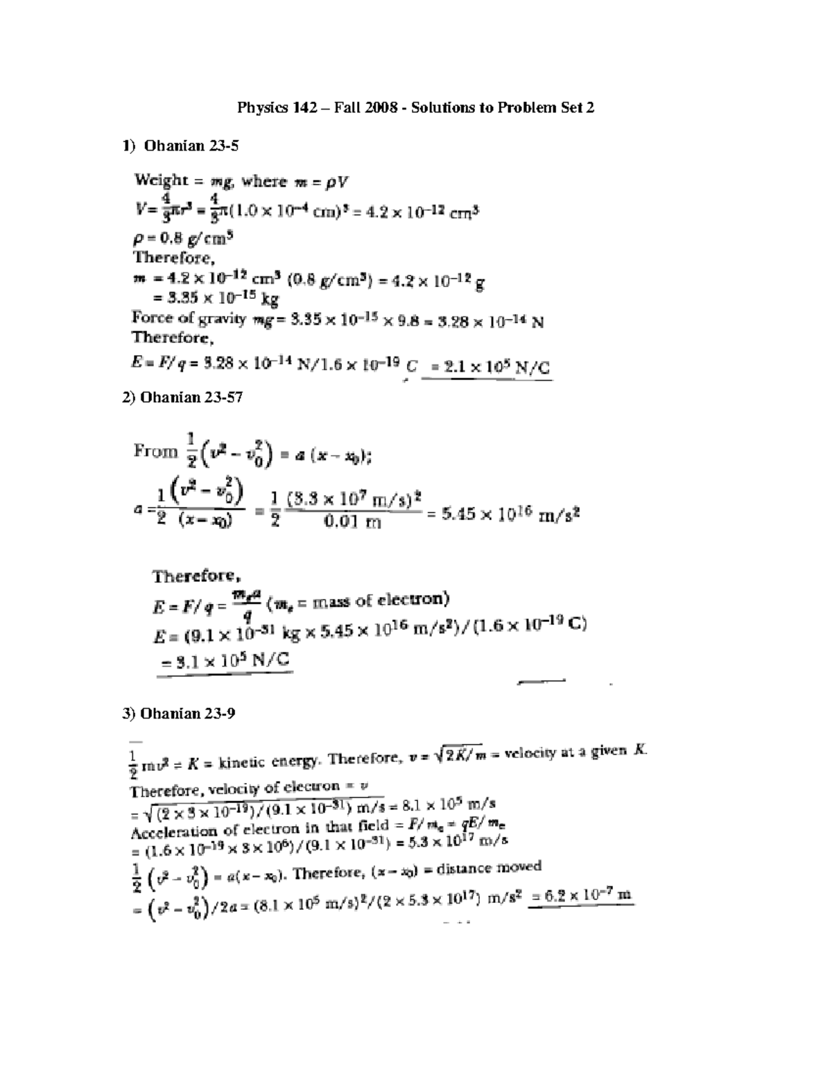 P142 PS2 solns - references - Ohanian 23- Above is the solution given ...