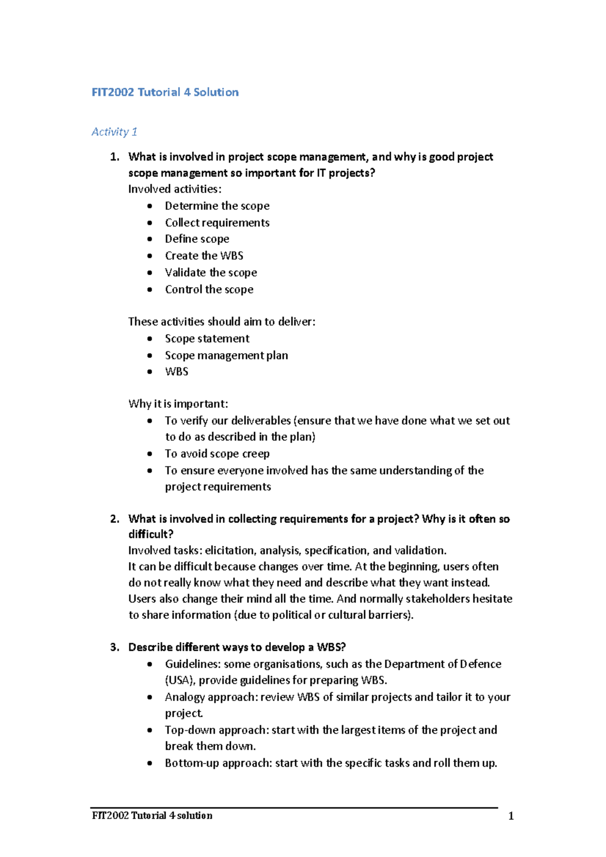 Tutorial 4 Solution Fit2002 Tutorial 4 Solution 1 Fit2002 Tutorial 4 Solution Activity 1 What