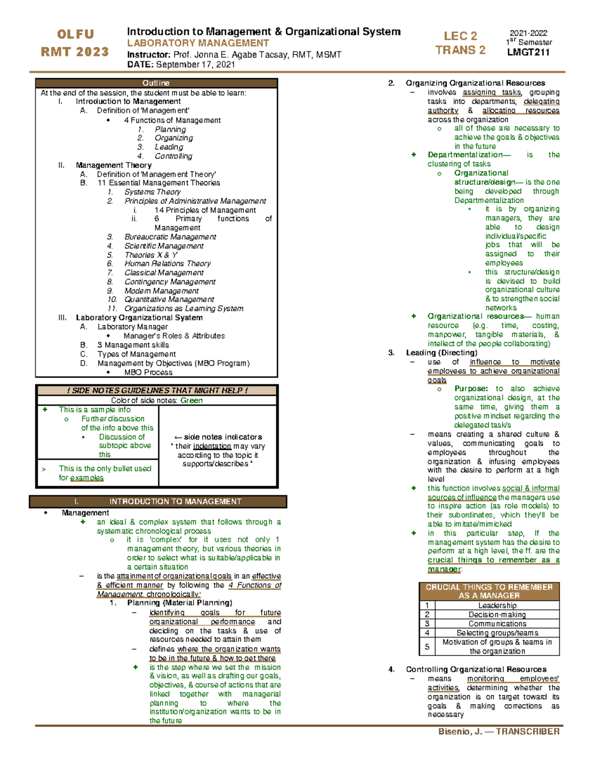 LMGT Trans 2 (with side notes) - OLFU RMT 2023 Introduction to ...