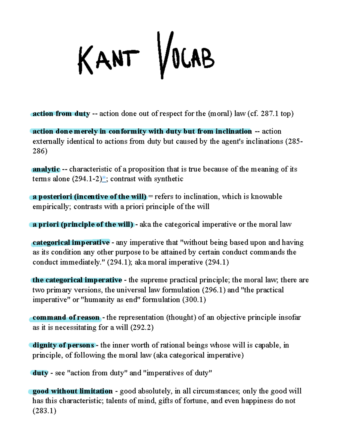 Kant vocabulary - Helps to understand the Kant reading better ...