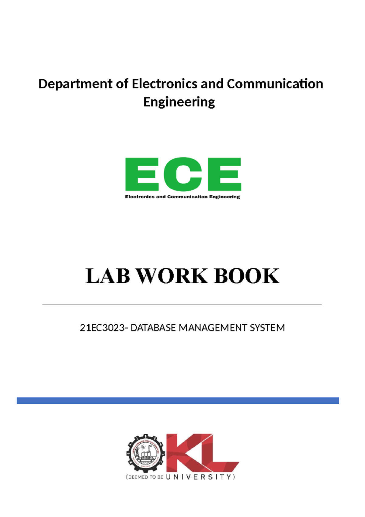 21EC3023 DBMS Lab Solution Manual Student copy - Department of ...