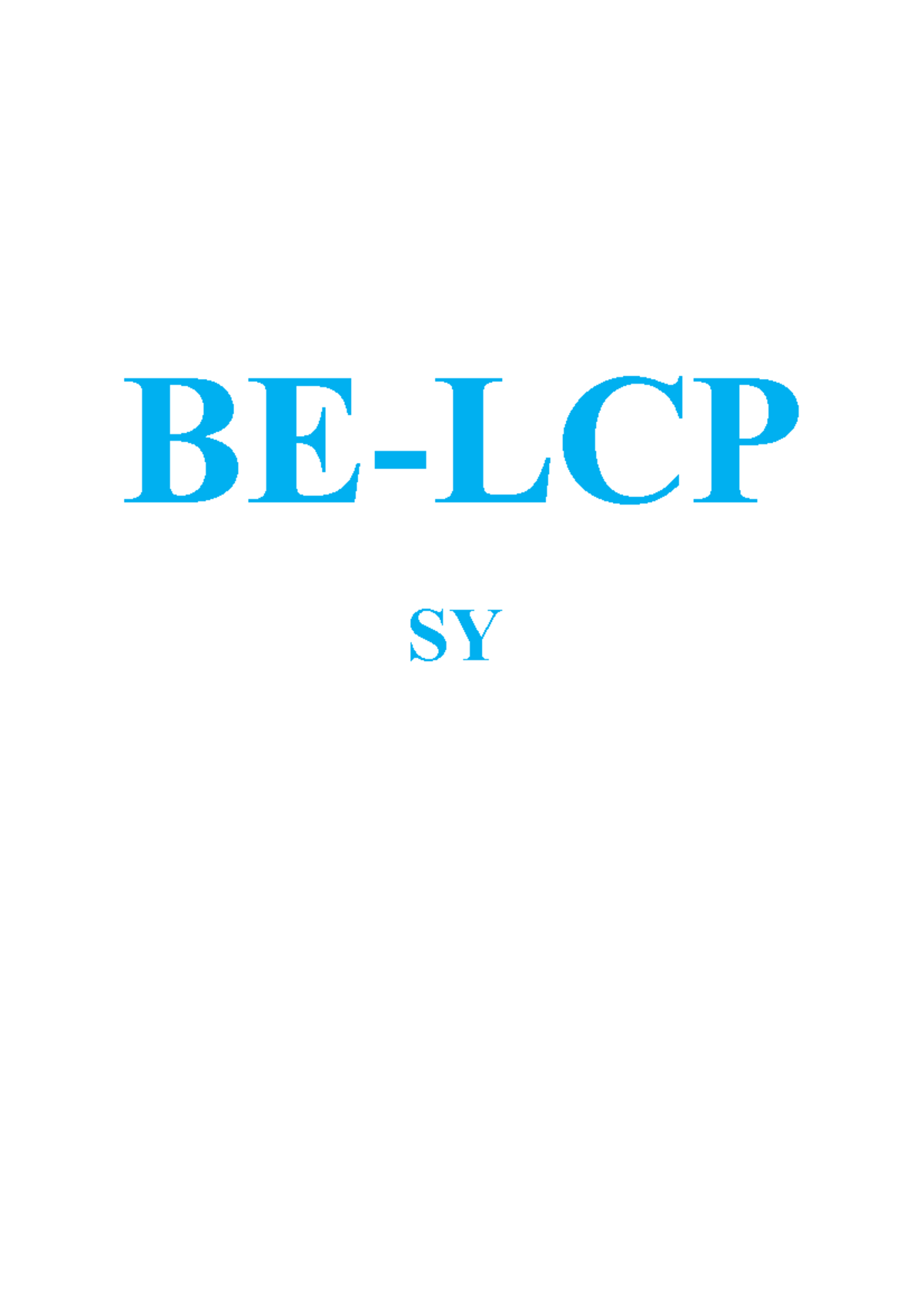 Belcp - BE-LCP SY TABLE OF CONTENTS - Studocu