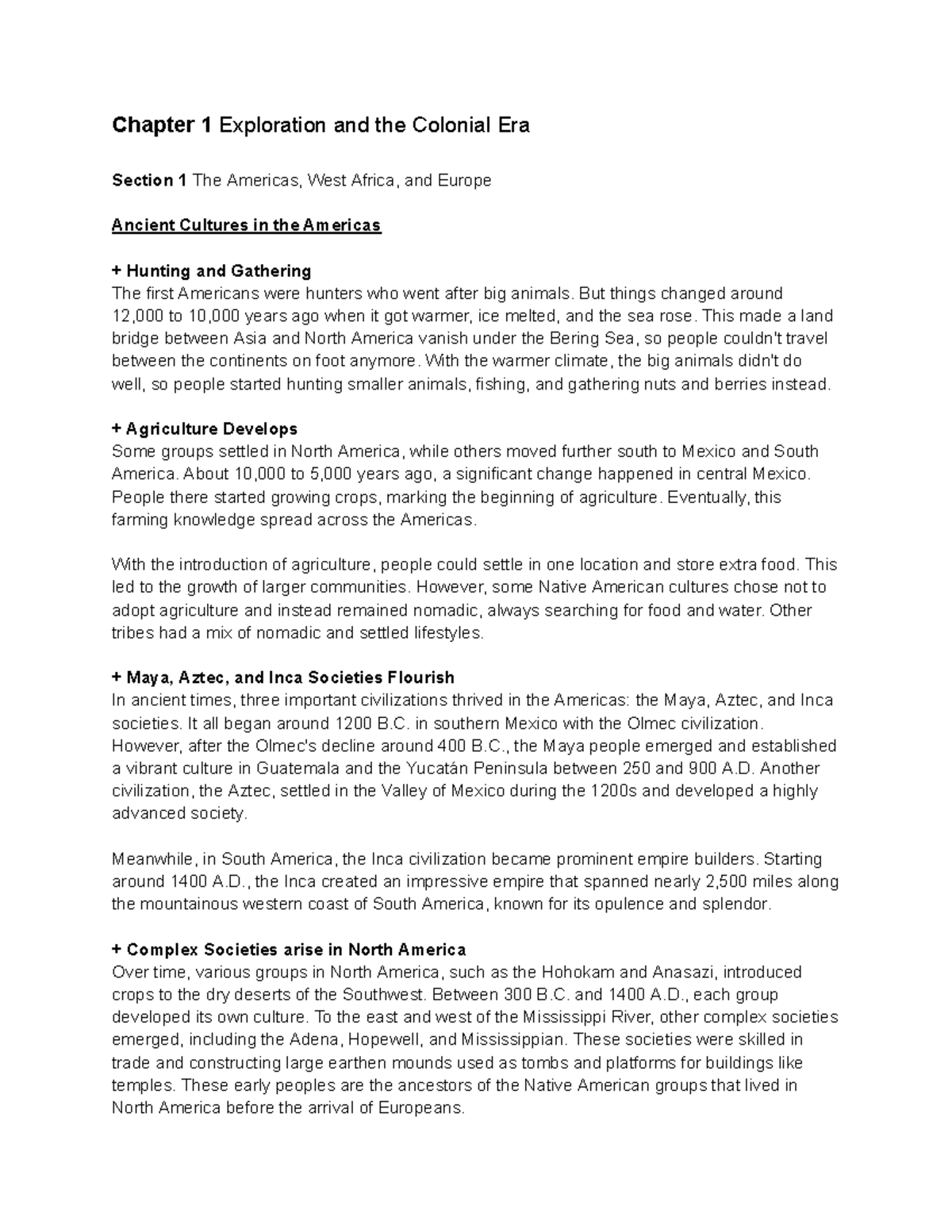 US History 11th 1 - Chapter 1 Exploration and the Colonial Era Section ...
