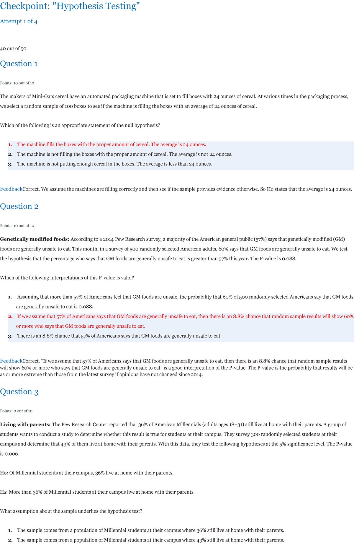 statistics Math 13 - Checkpoint: "Hypothesis Testing" Attempt 1 of 4 40 ...
