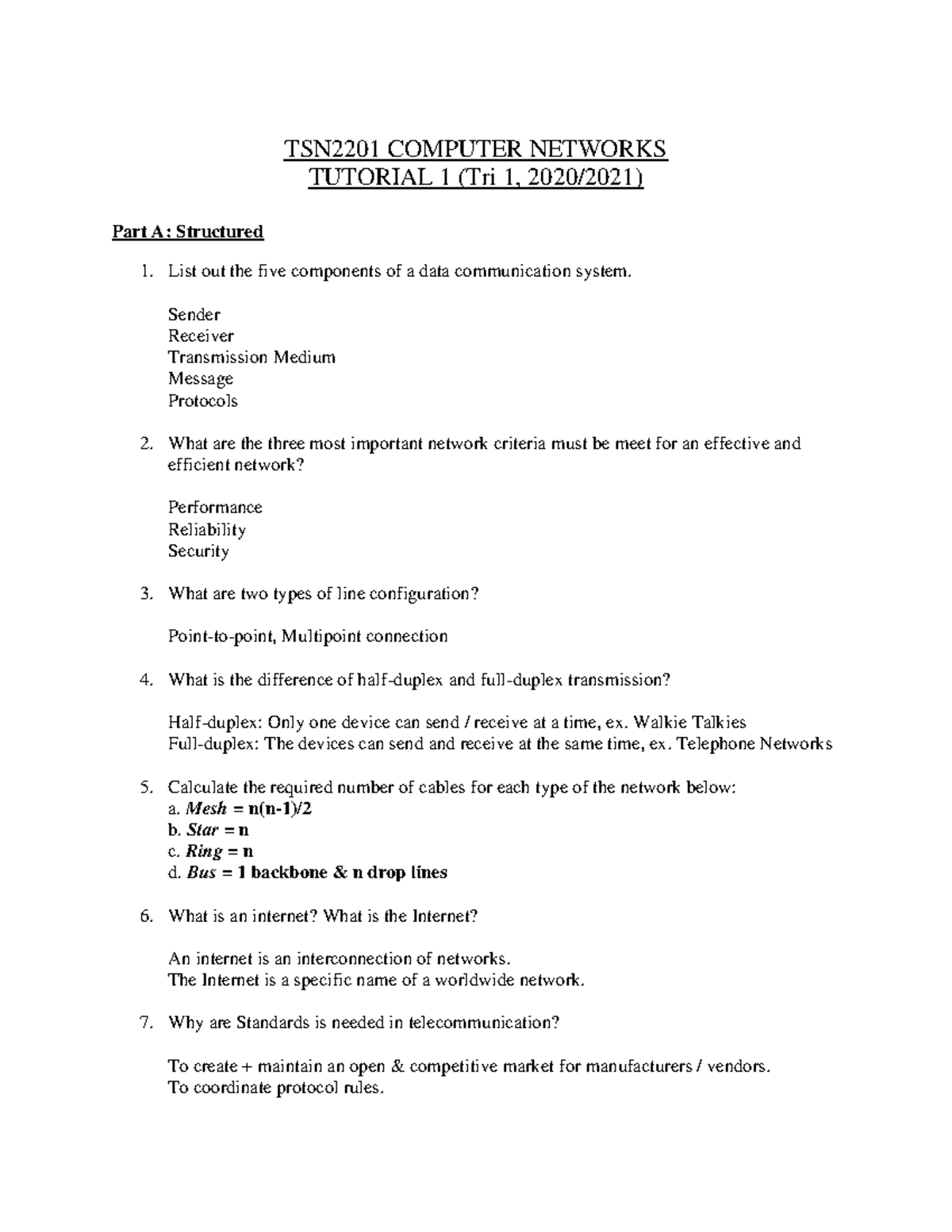 Comp Networks Tutorial 1 Warning Tt Undefined Function 32 Tsn2201 Computer Networks 6202