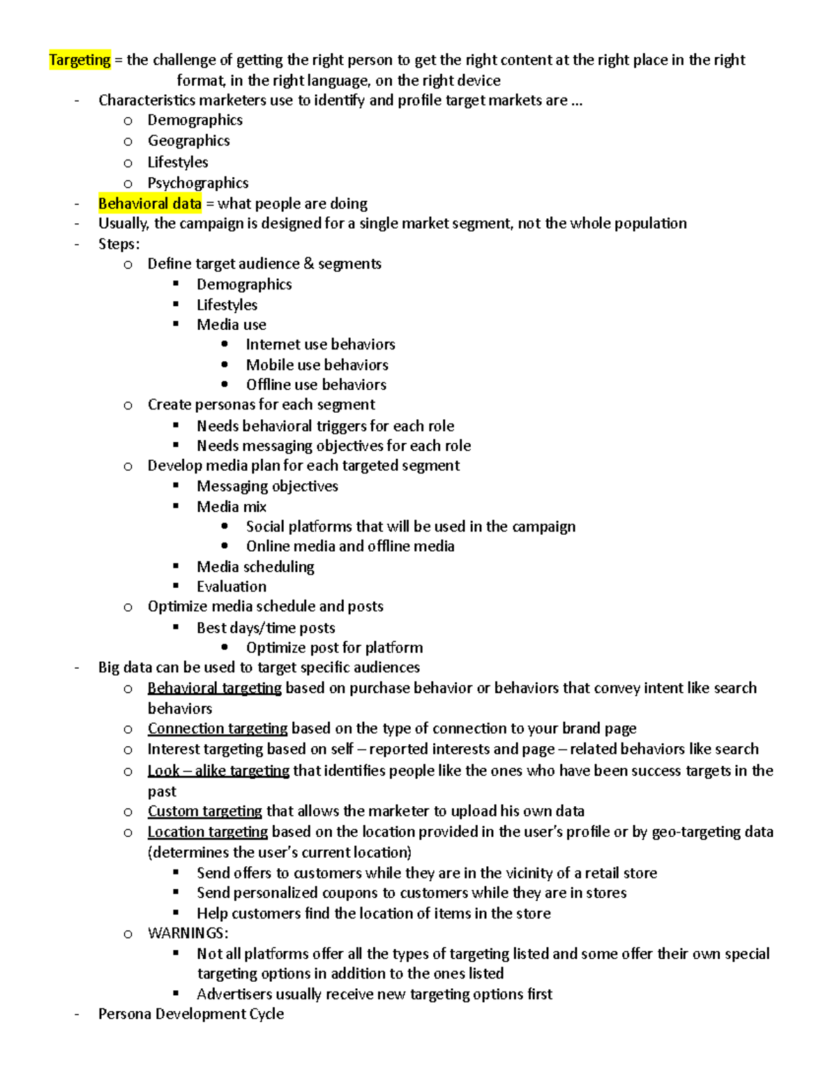 Chapter 3 - notes - Targeting = the challenge of getting the right ...
