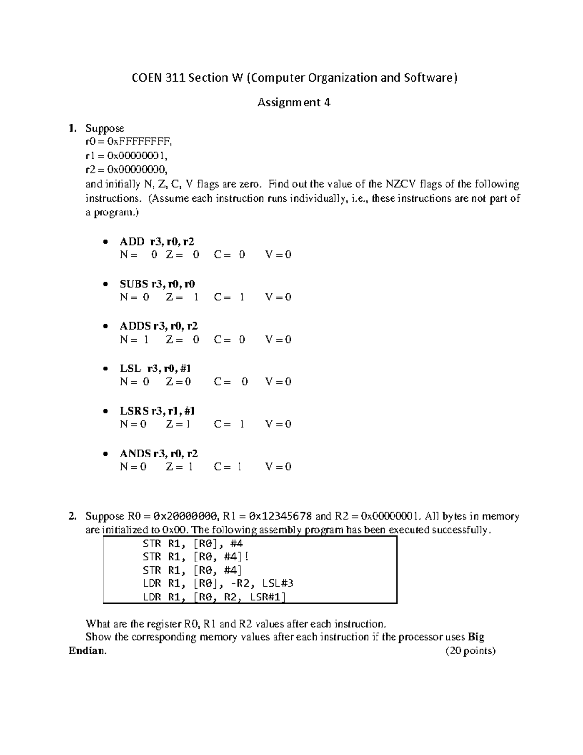 Assignment 4 solution - It is helpful - COEN 311 Section W (Computer ...