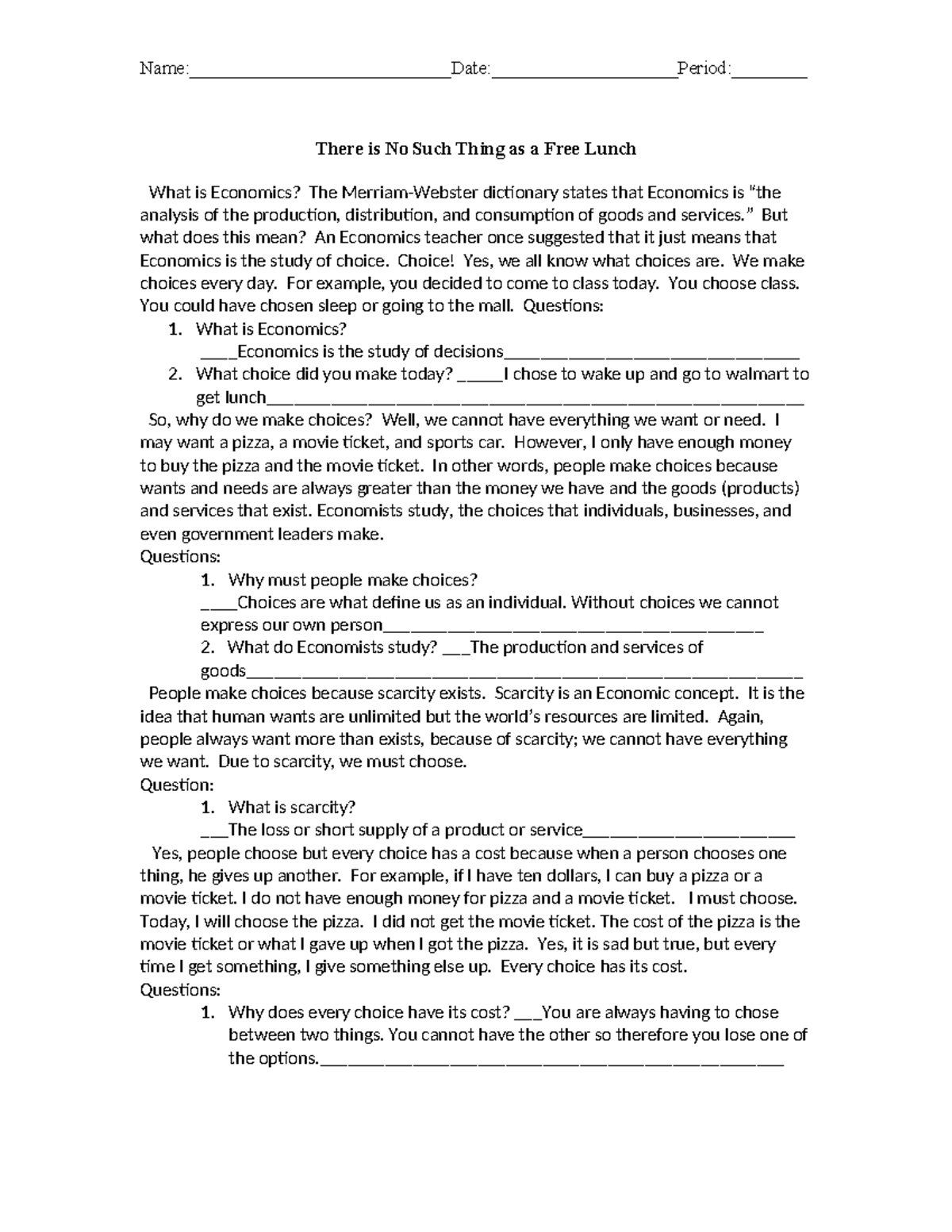 Grace Wilson - there is no such thing as a free lunch - There is No ...