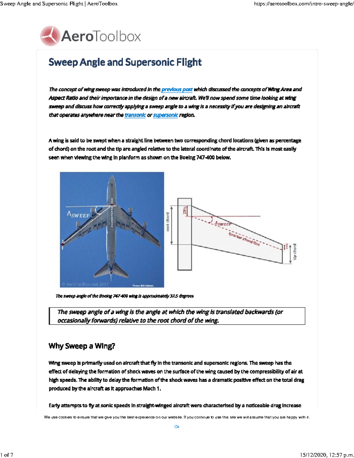 Lecture notes 44 2020dec15 Swept wings and Wing design - We use cookies ...