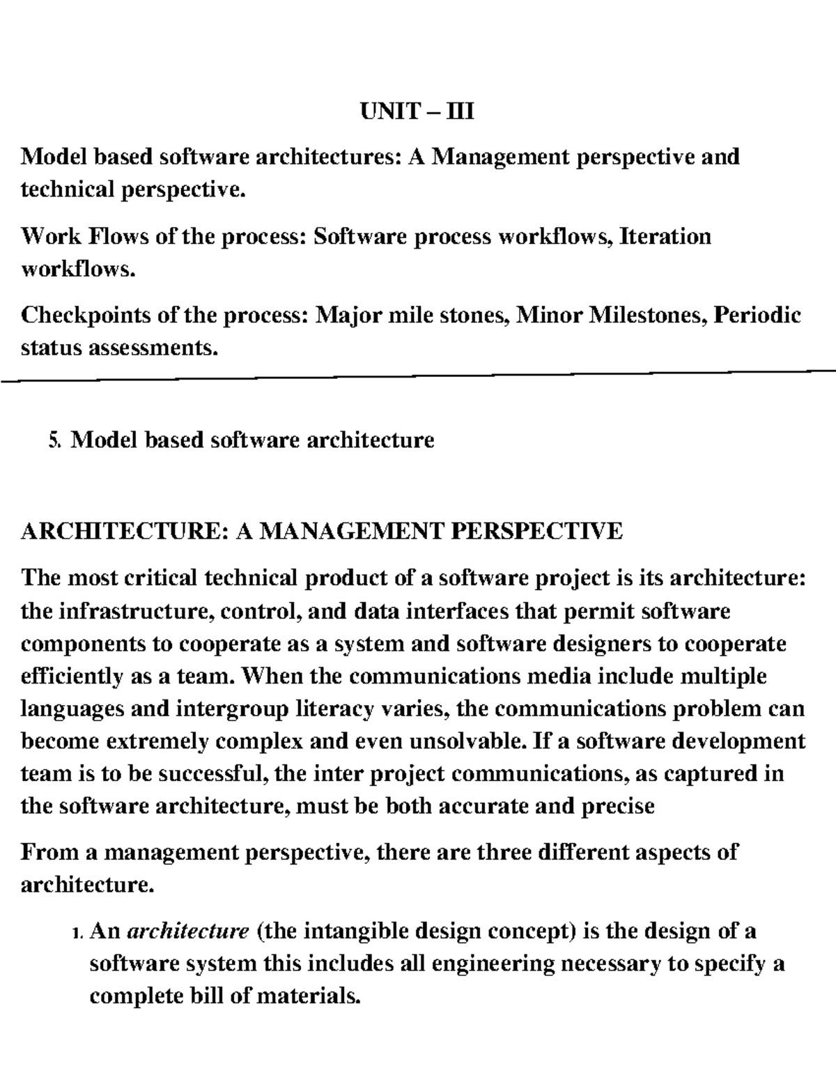 Spm unit-III - Model based software architectures: A Management ...