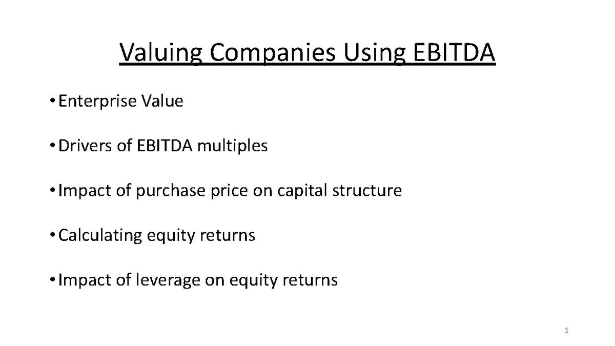 Ebitda-Valuation PP - Professor Young at DePaul University Lecture ...
