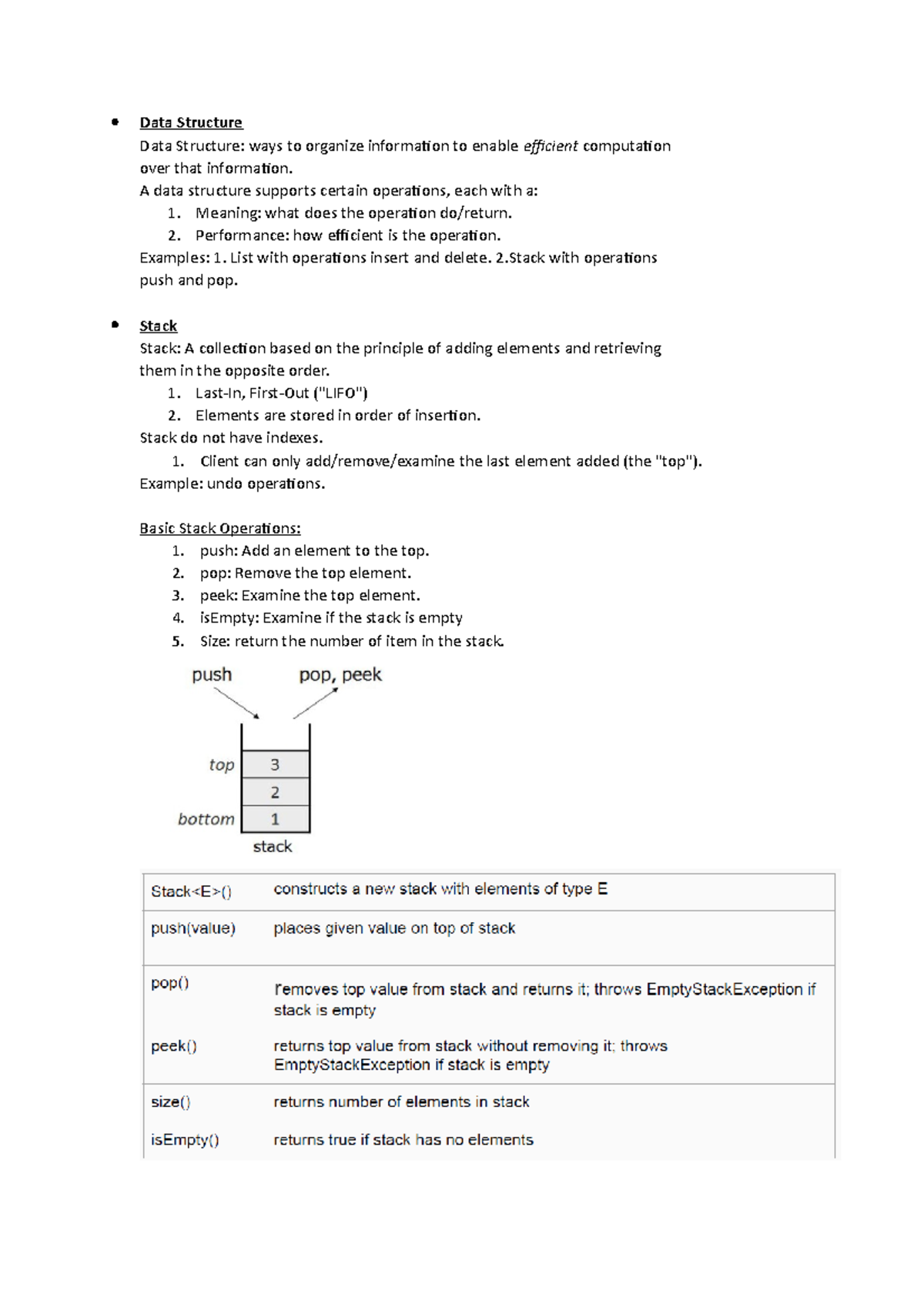 Stacks - Lecture notes 1 - Data Structure Data Structure: ways to ...