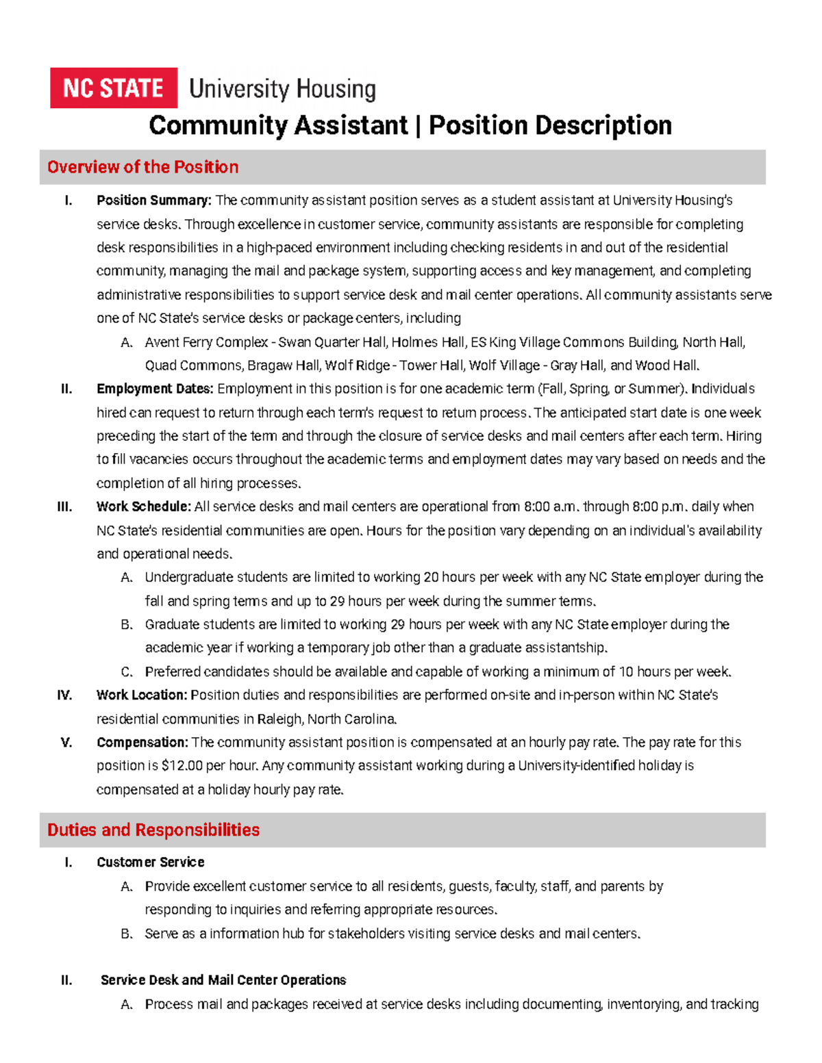 (2023-2024) Community Assistant Position Description - Community ...
