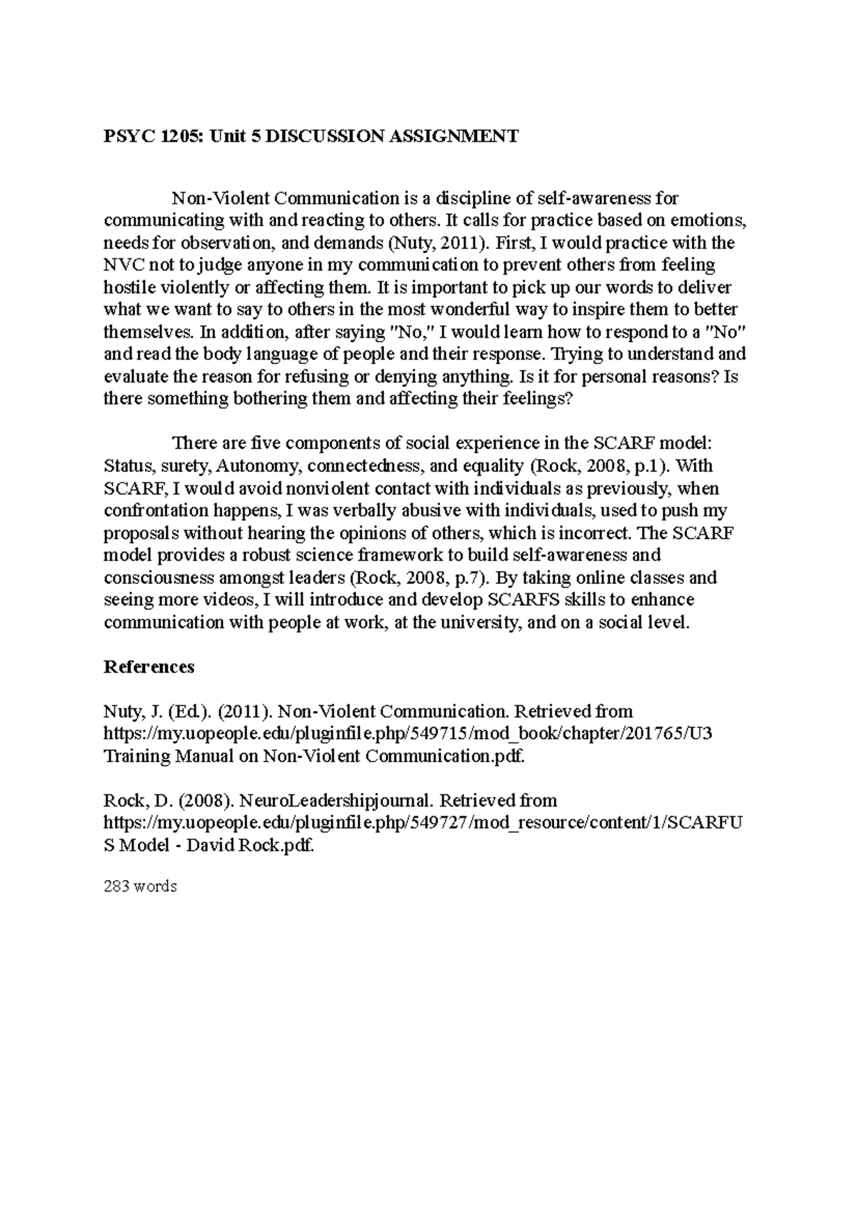 PSYC 1205 UNT 5 DF Assignment Number 28 - PSYC 1205: Unit 5 DISCUSSION ASSIGNMENT - Studocu