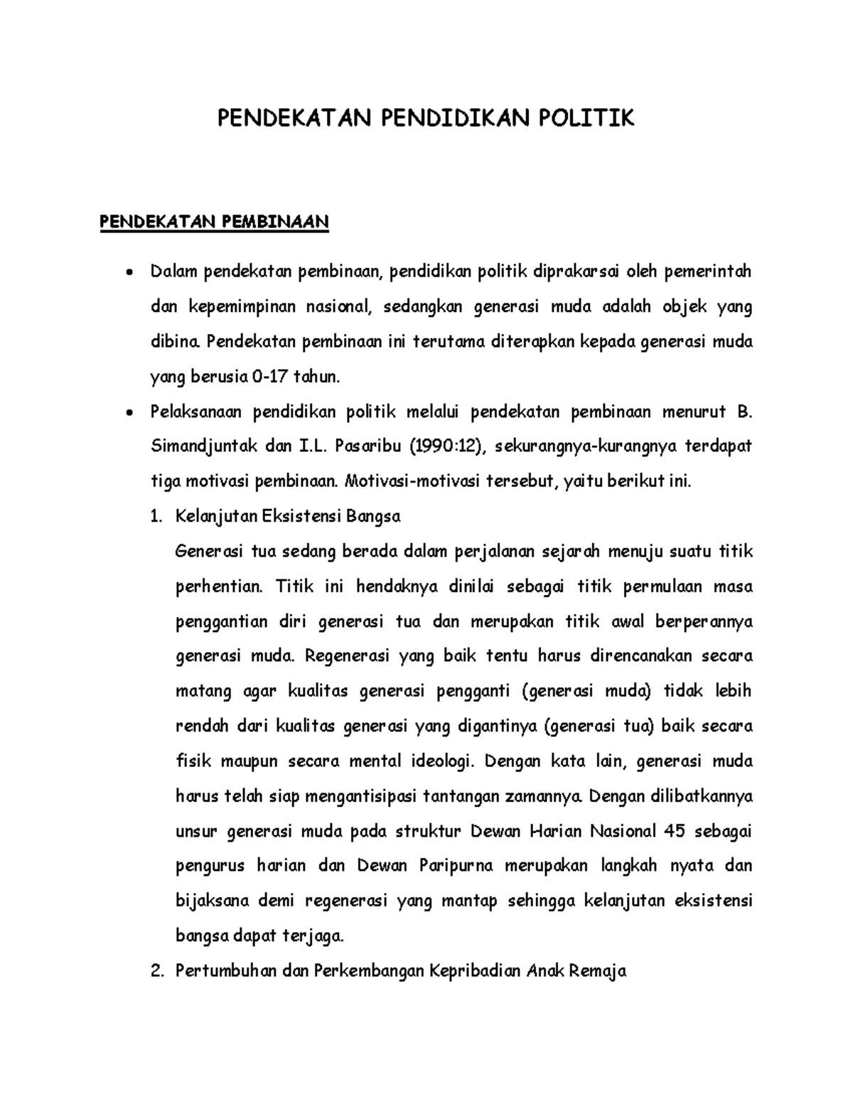 Pendekatan Pendidikan Politik - PENDEKATAN PENDIDIKAN POLITIK ...