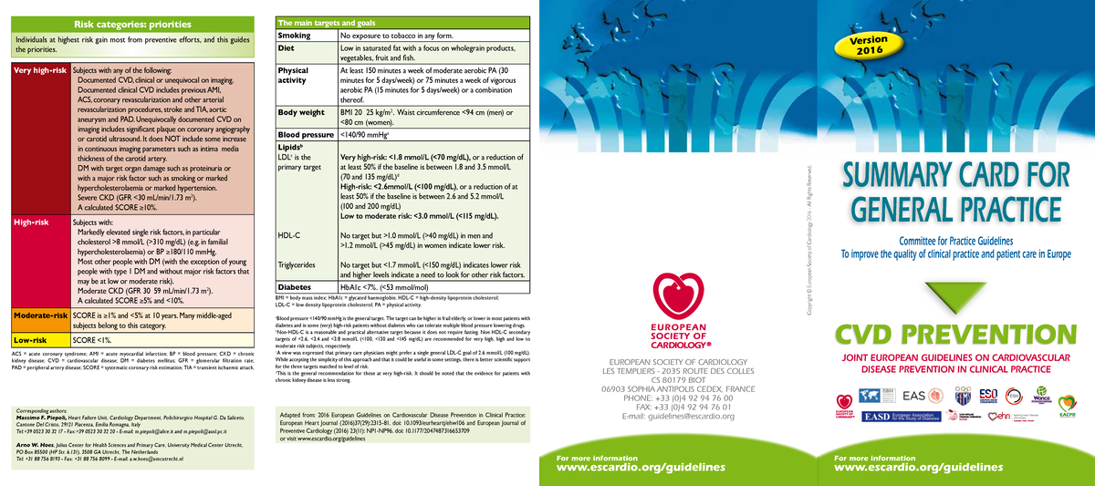 CVD-Prevention - cardiology - SUMMARY CARD FOR GENERAL PRACTICE For ...