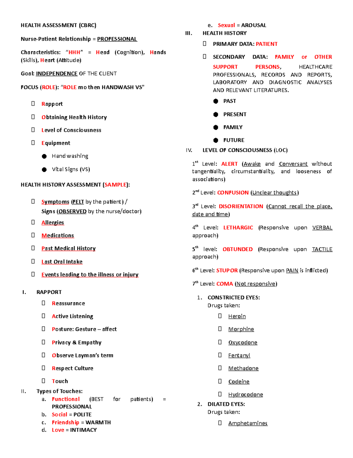 Health- Assessment - HEALTH ASSESSMENT (CBRC) Nurse-Patient ...