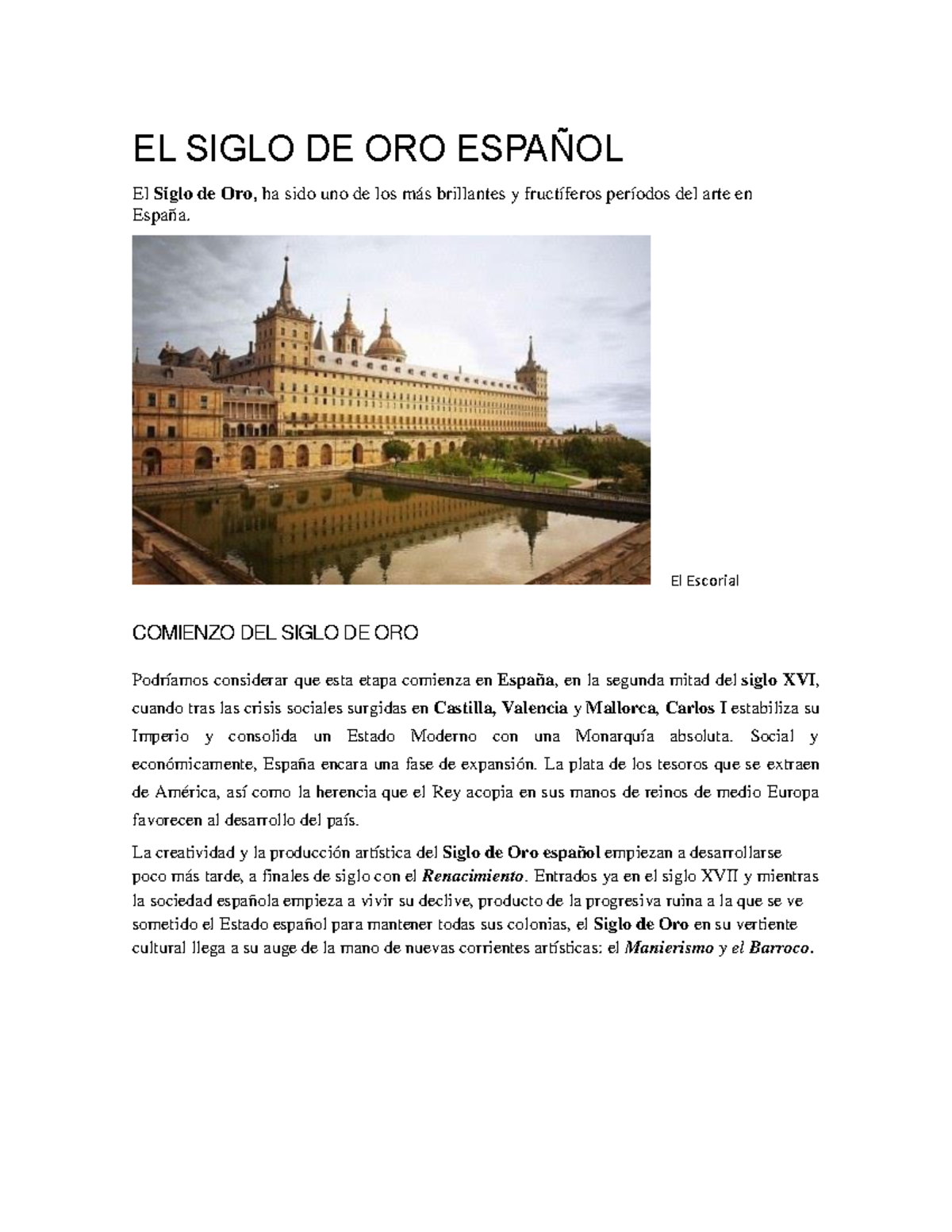 literatura precolombina - EL SIGLO DE ORO ESPAÑOL El Siglo de Oro, ha ...