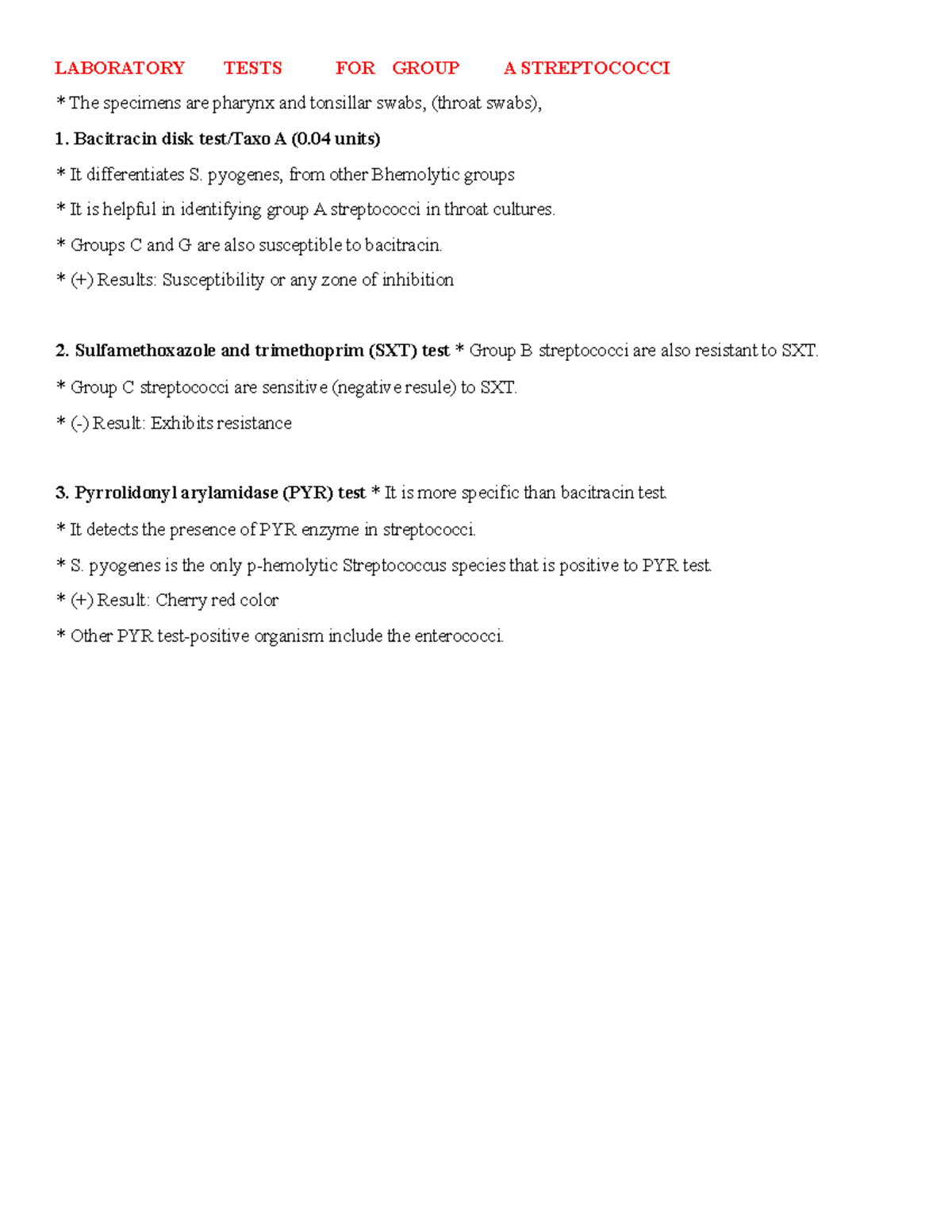 Test for streptococci - LABORATORY TESTS FOR GROUP A STREPTOCOCCI The ...