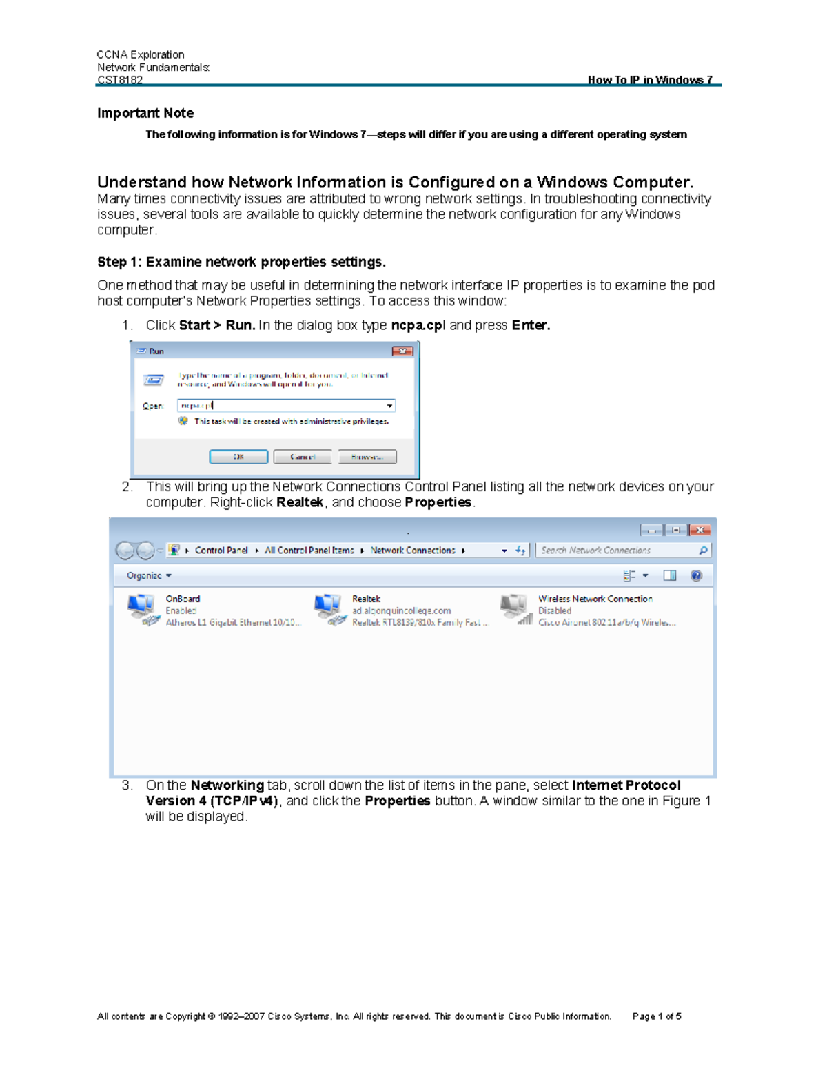 How To IP Win - cst - Network Fundamentals: CST8182 How To IP in ...
