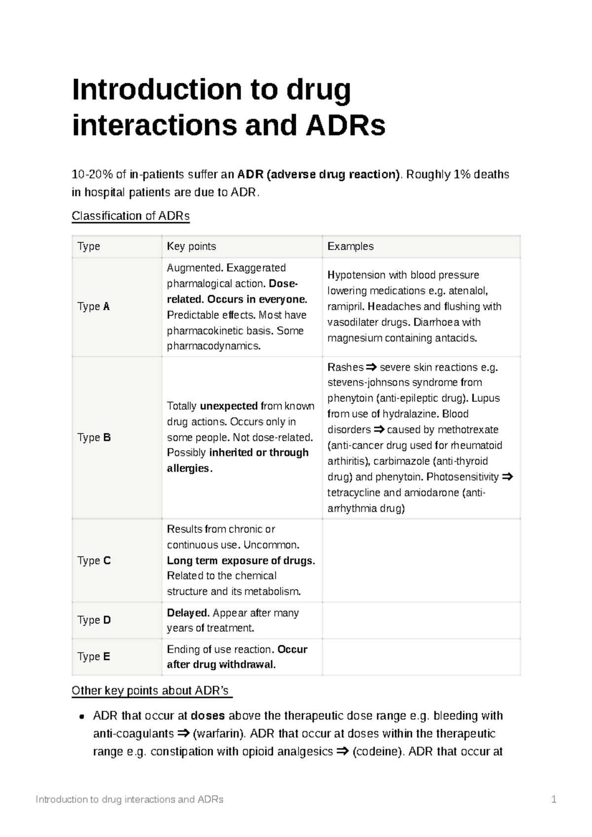 Introduction to drug interactions and ADRs - Introduction to drug ...