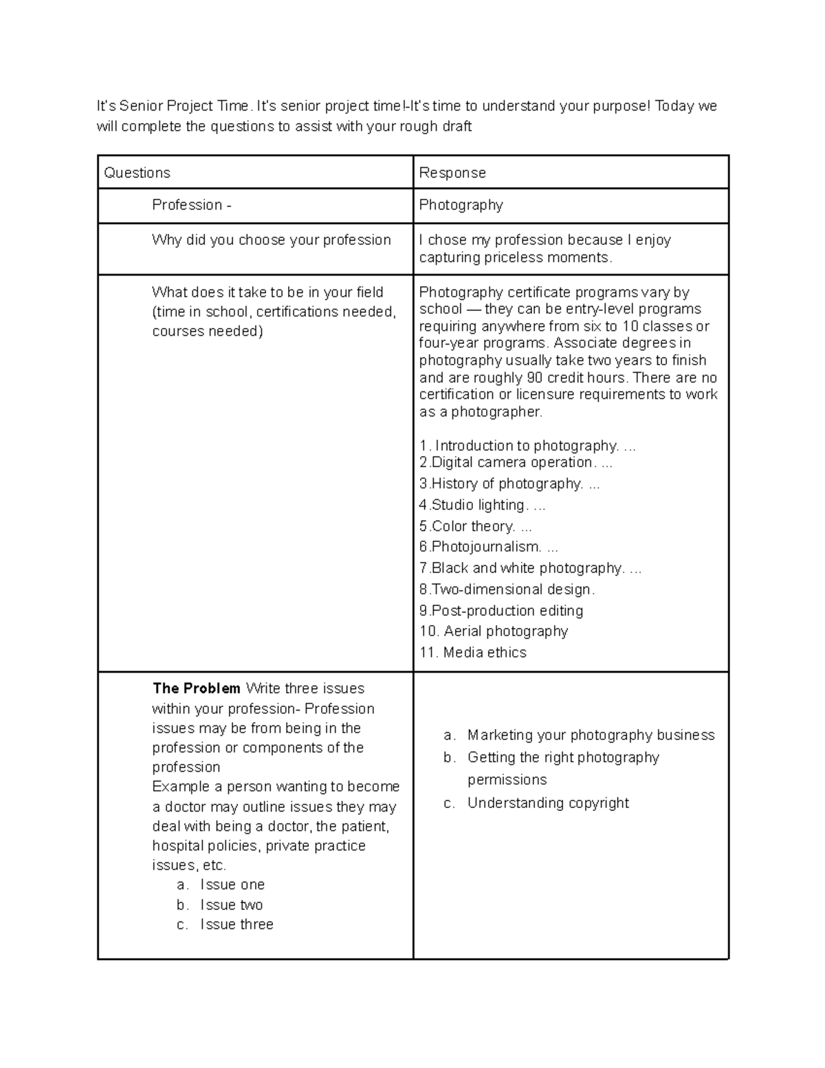 Janell Young - Senior project outline guide - It’s Senior Project Time ...